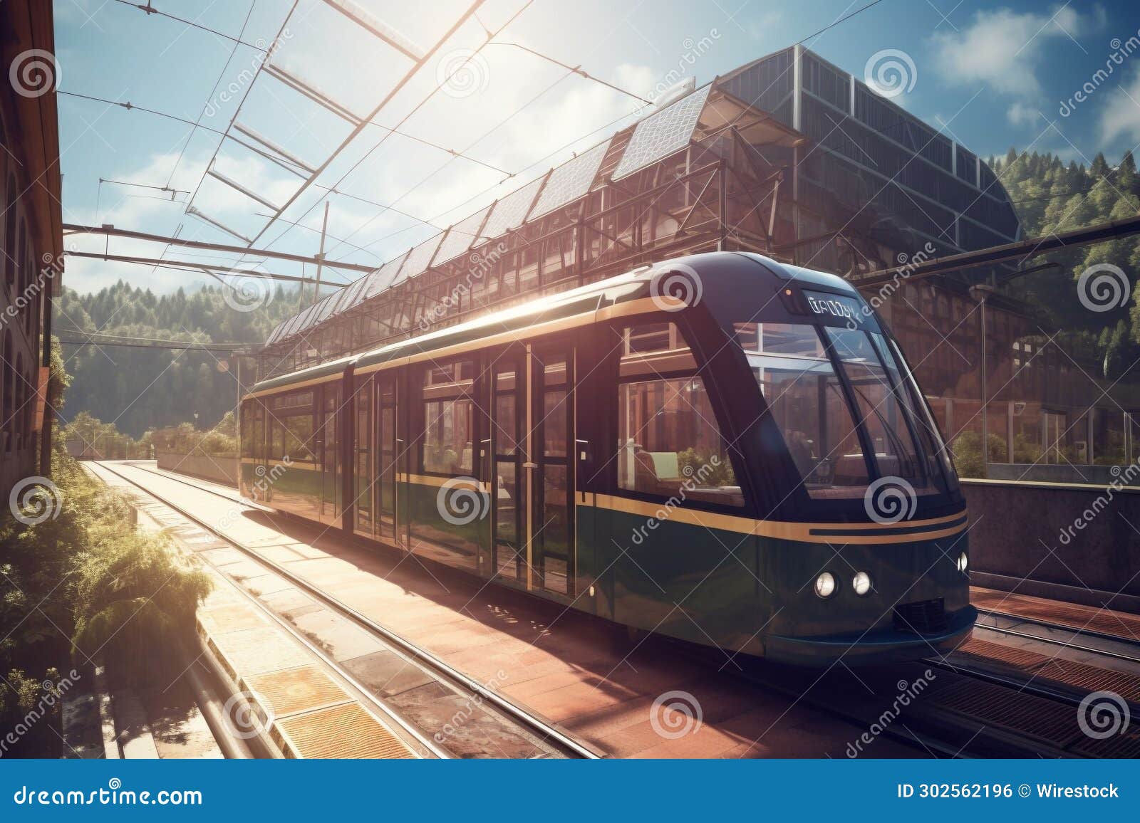 AI Generated Illustration of a Train Chugging Along the Tracks and ...