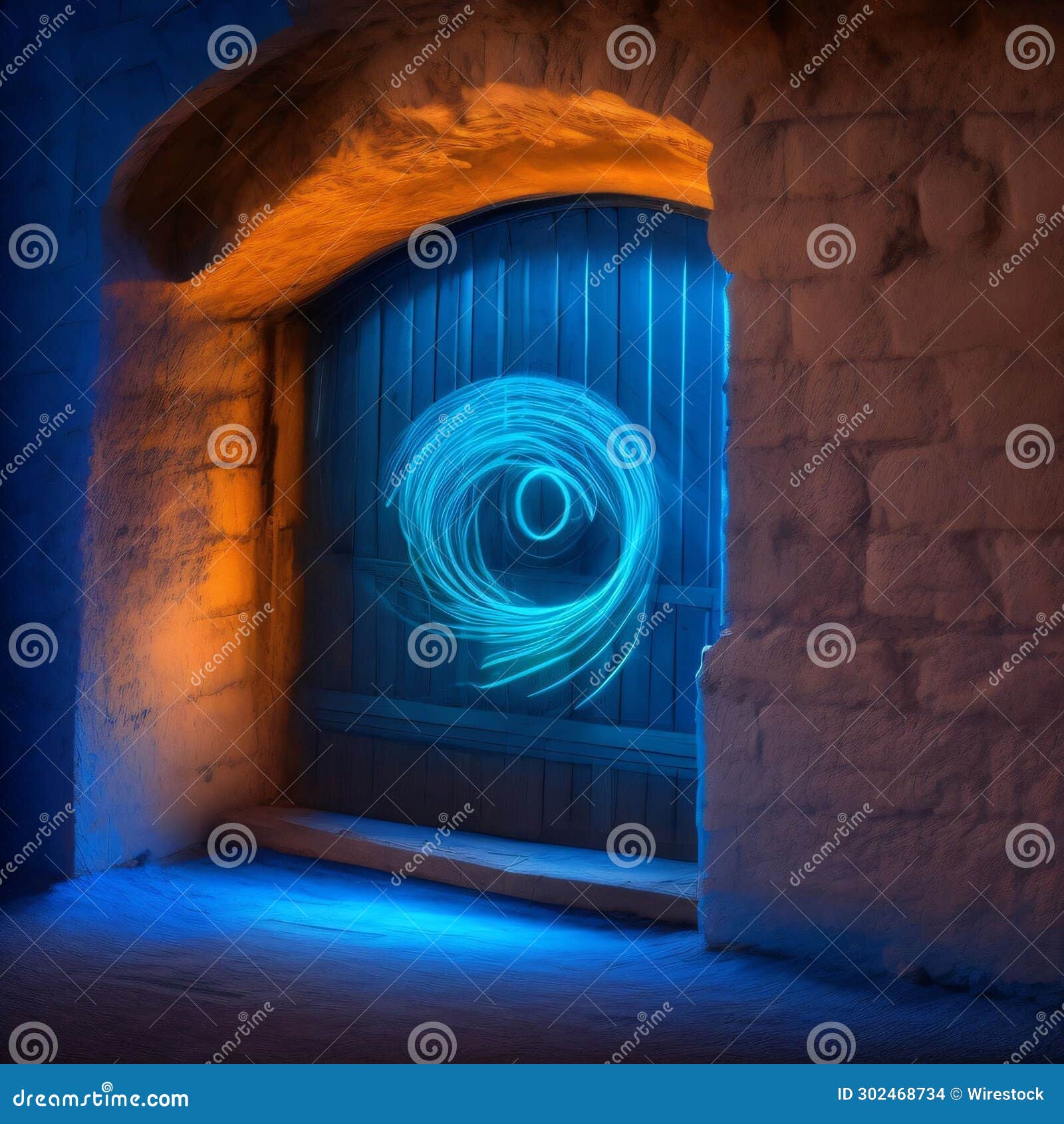 AI Generated Illustration of a Tranquil Blue Light Radiating from a ...