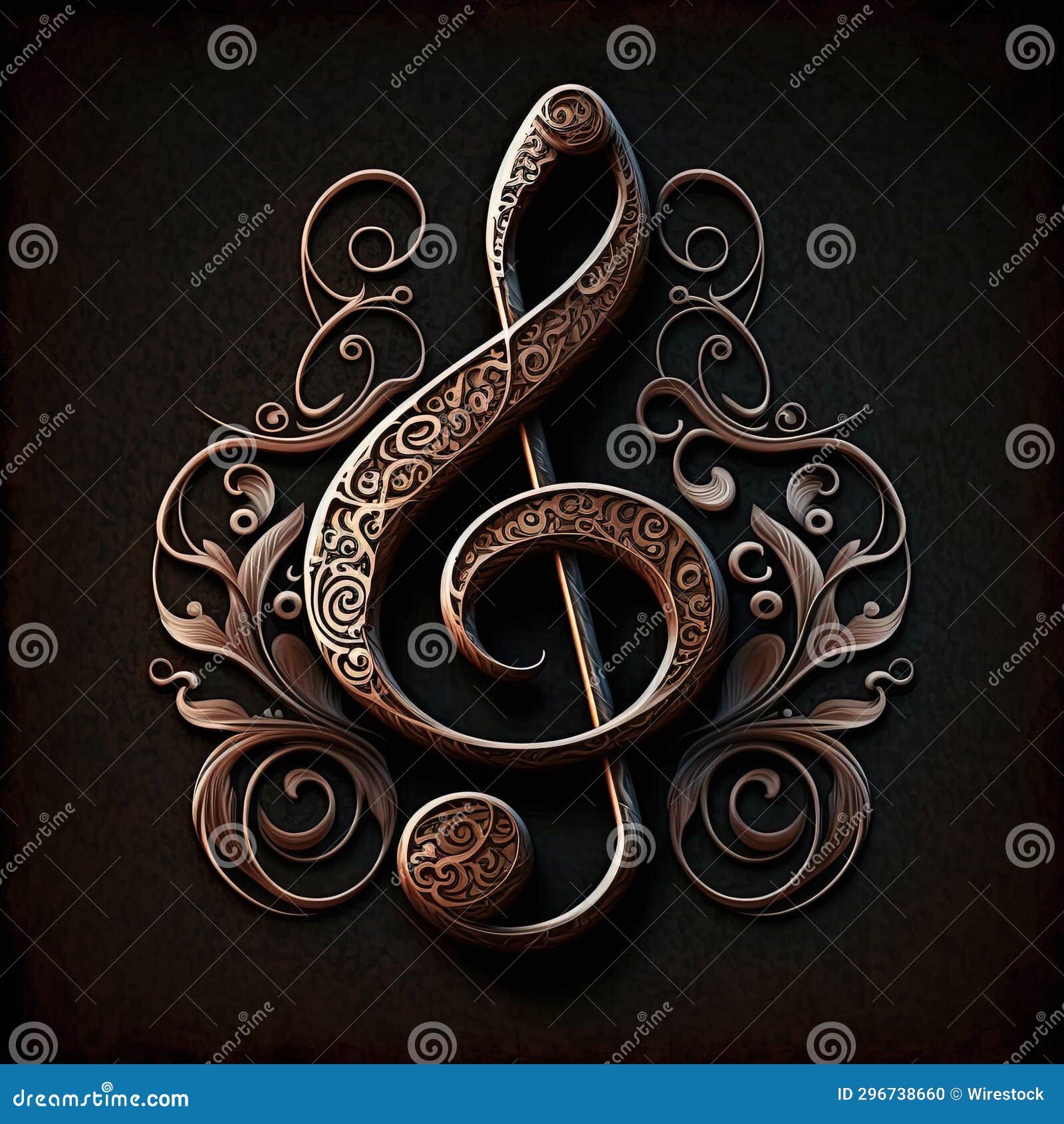 AI Generated Illustration of the Treble Clef with Decorative Patterns ...