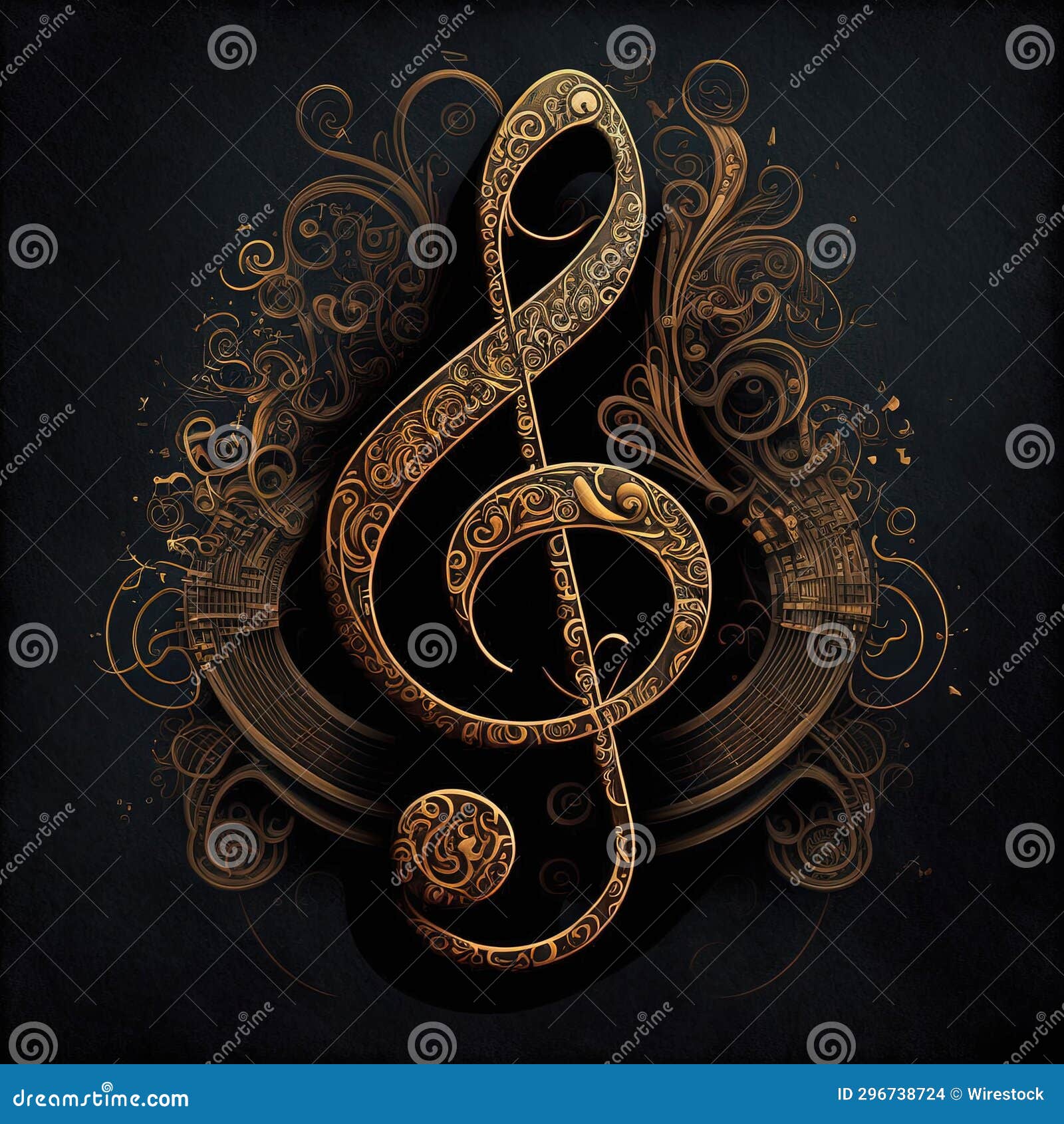 AI Generated Illustration of the Treble Clef with Decorative Patterns ...