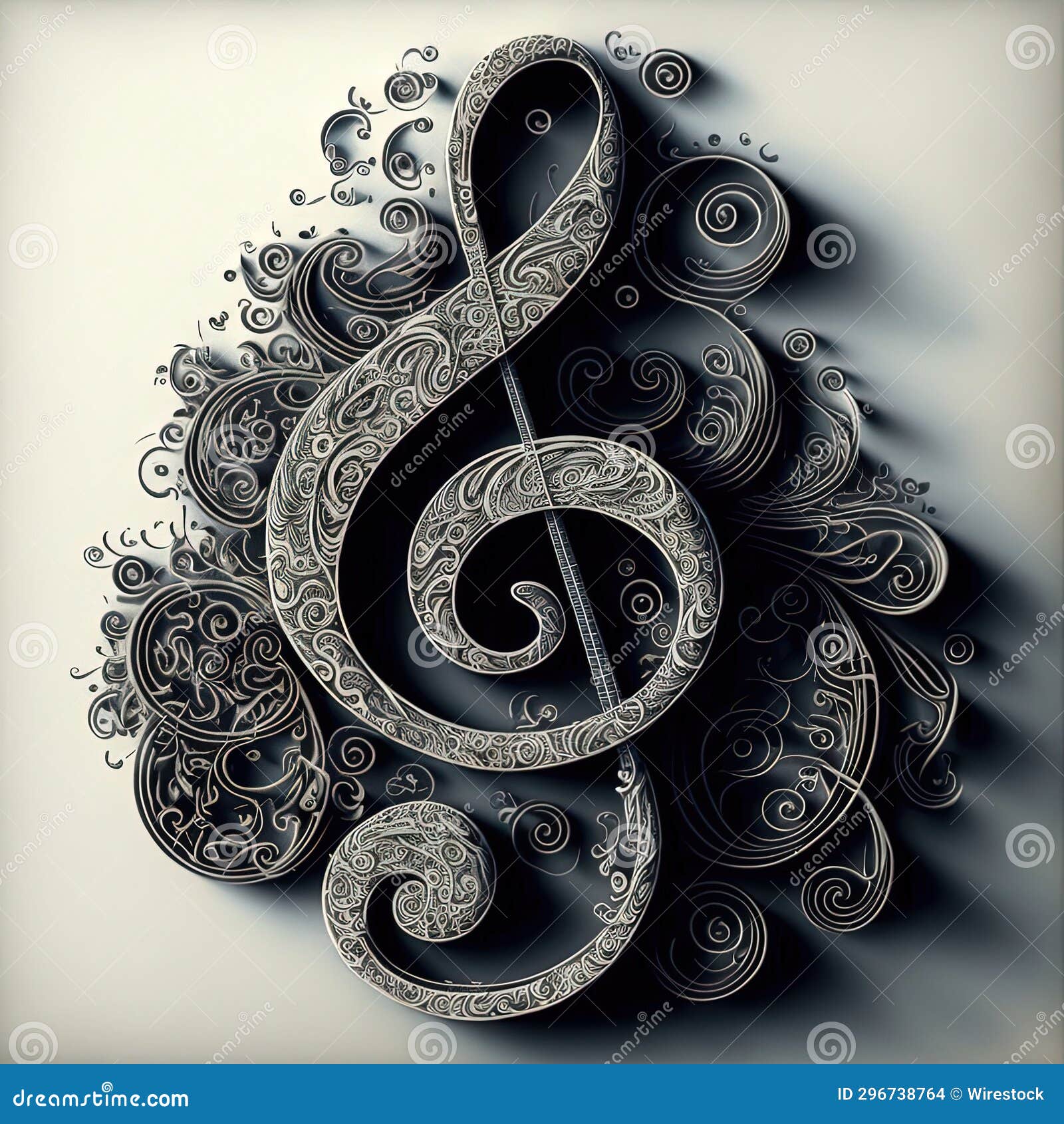 AI Generated Illustration of the Treble Clef with Decorative Patterns ...