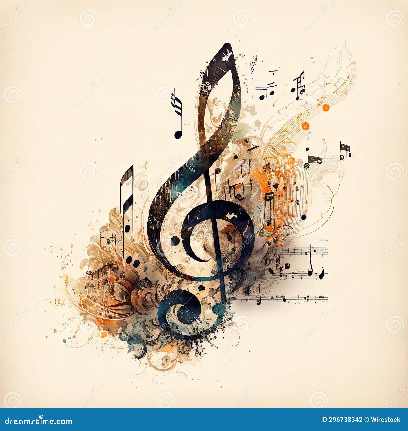 AI Generated Illustration of the Treble Clef Note on a Music Notebook ...