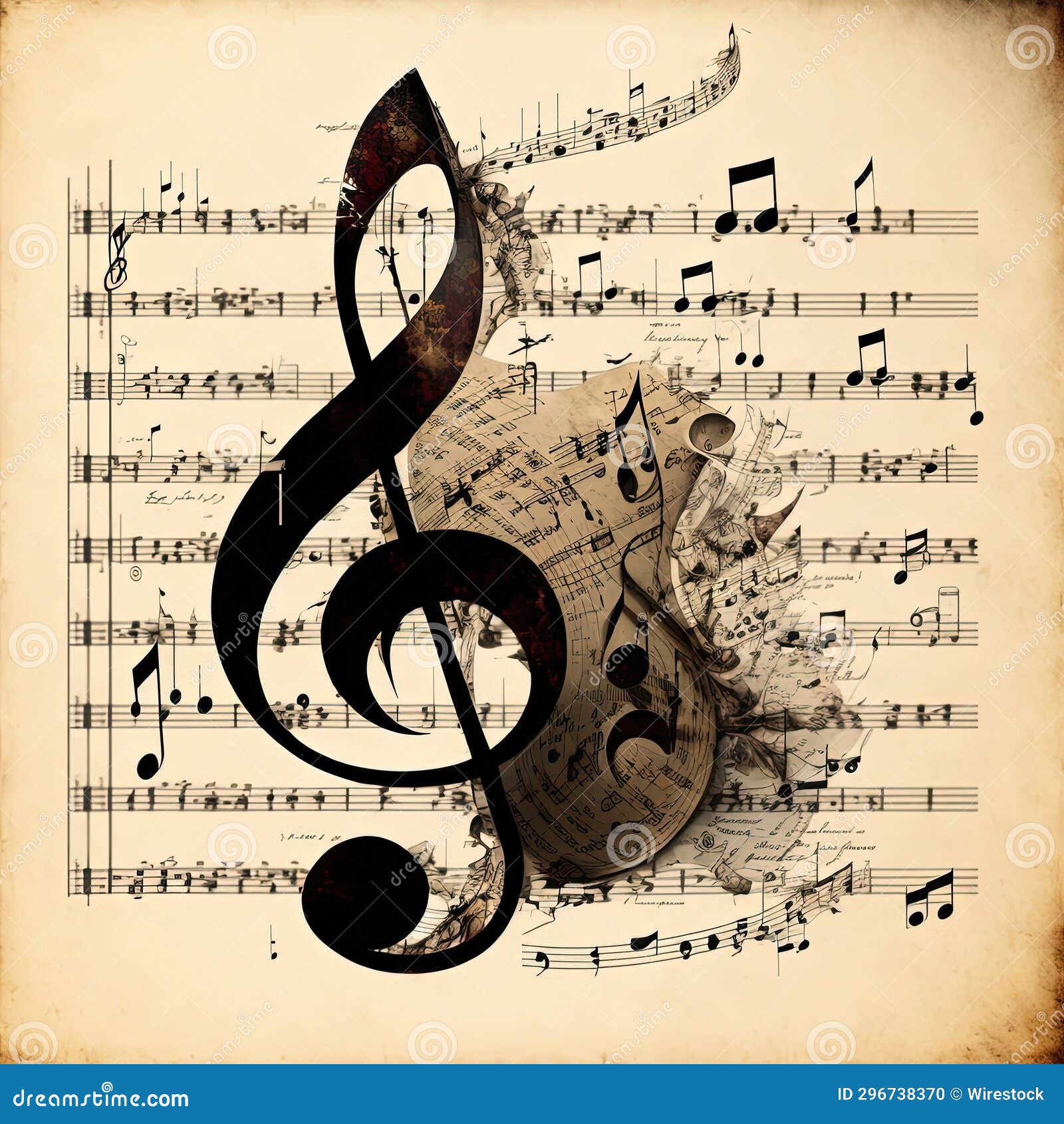 AI Generated Illustration of the Treble Clef Note on a Music Notebook ...