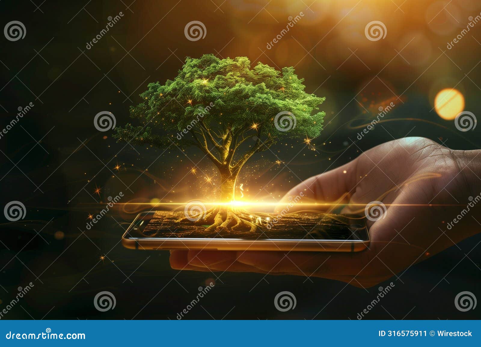 The Image Has an Exploding Tree in it S Hands Stock Illustration ...