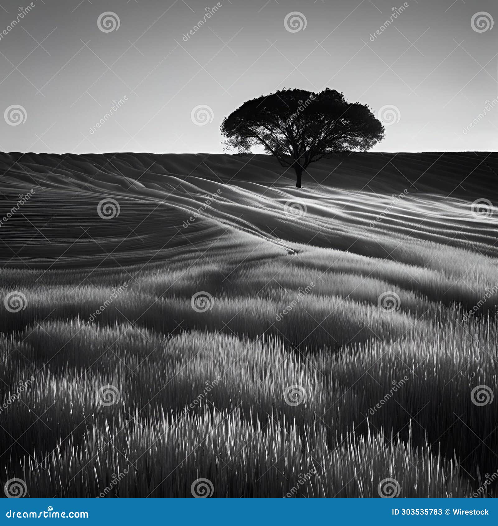 AI Generated Illustration of a Tree in the Middle of a Sprawling Field ...