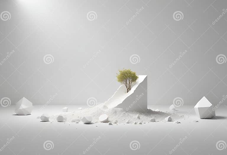 A Tree in a Pyramid with Stones and an Object Behind it Stock ...