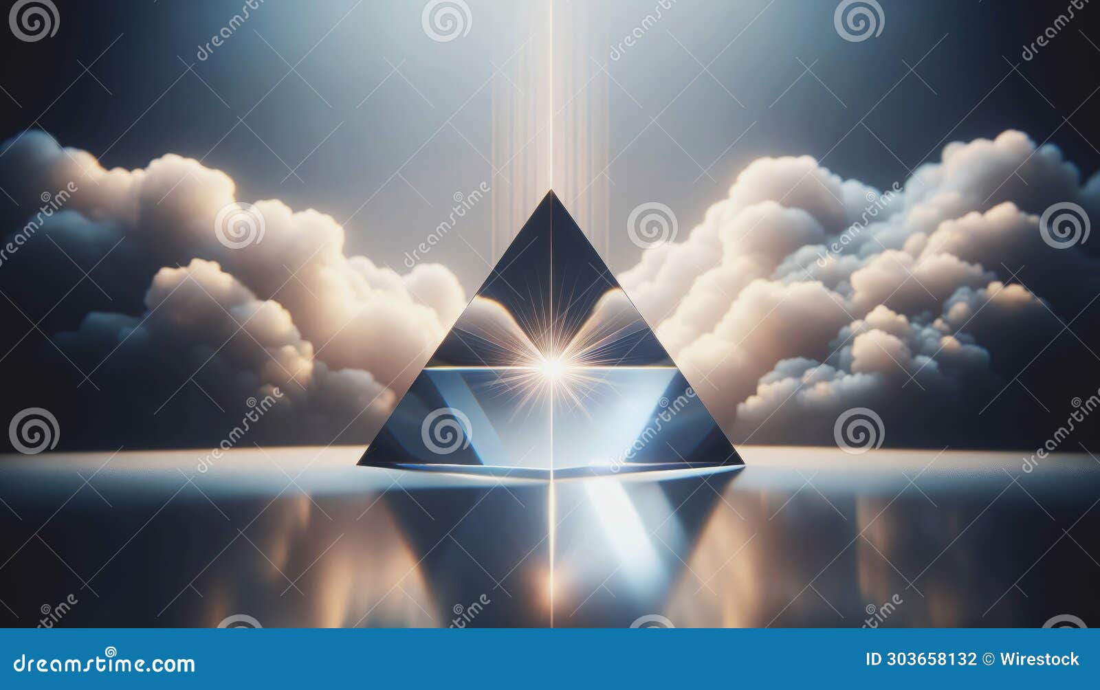 AI Generated Illustration of a Triangular Prism on a Reflective Surface ...