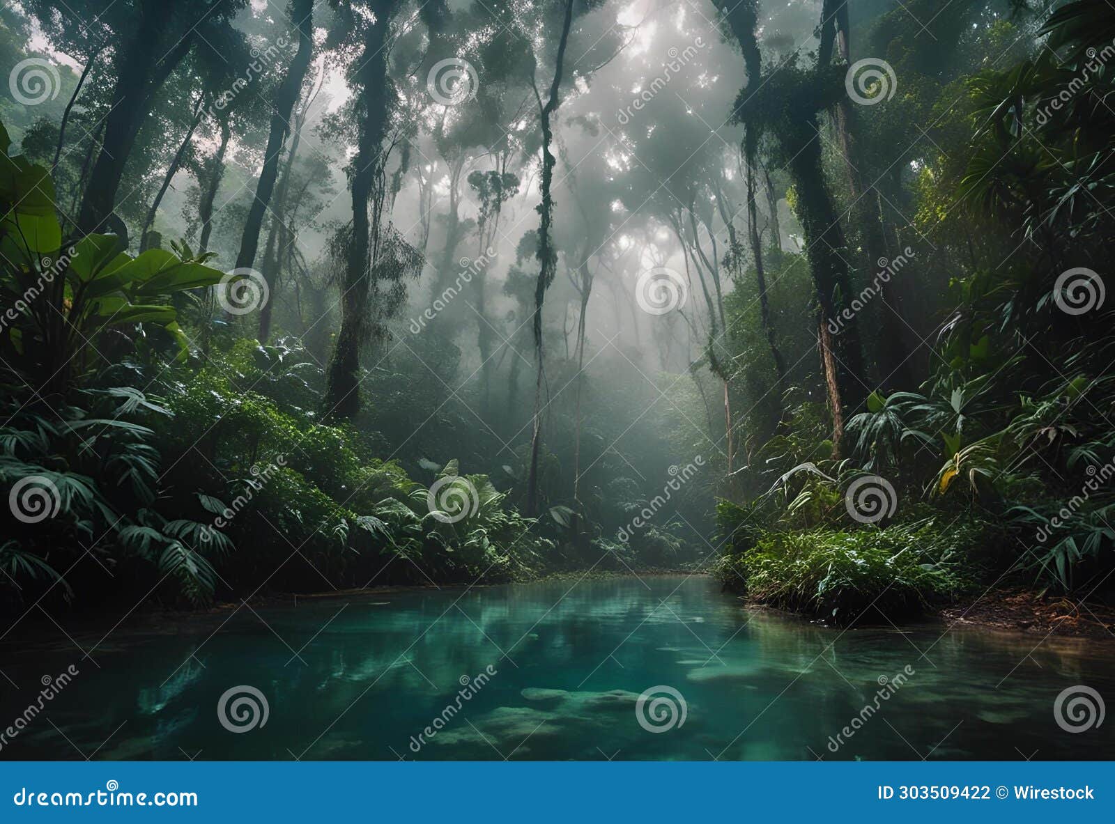 AI Generated Illustration of a Tropical Rainforest Setting Featuring ...
