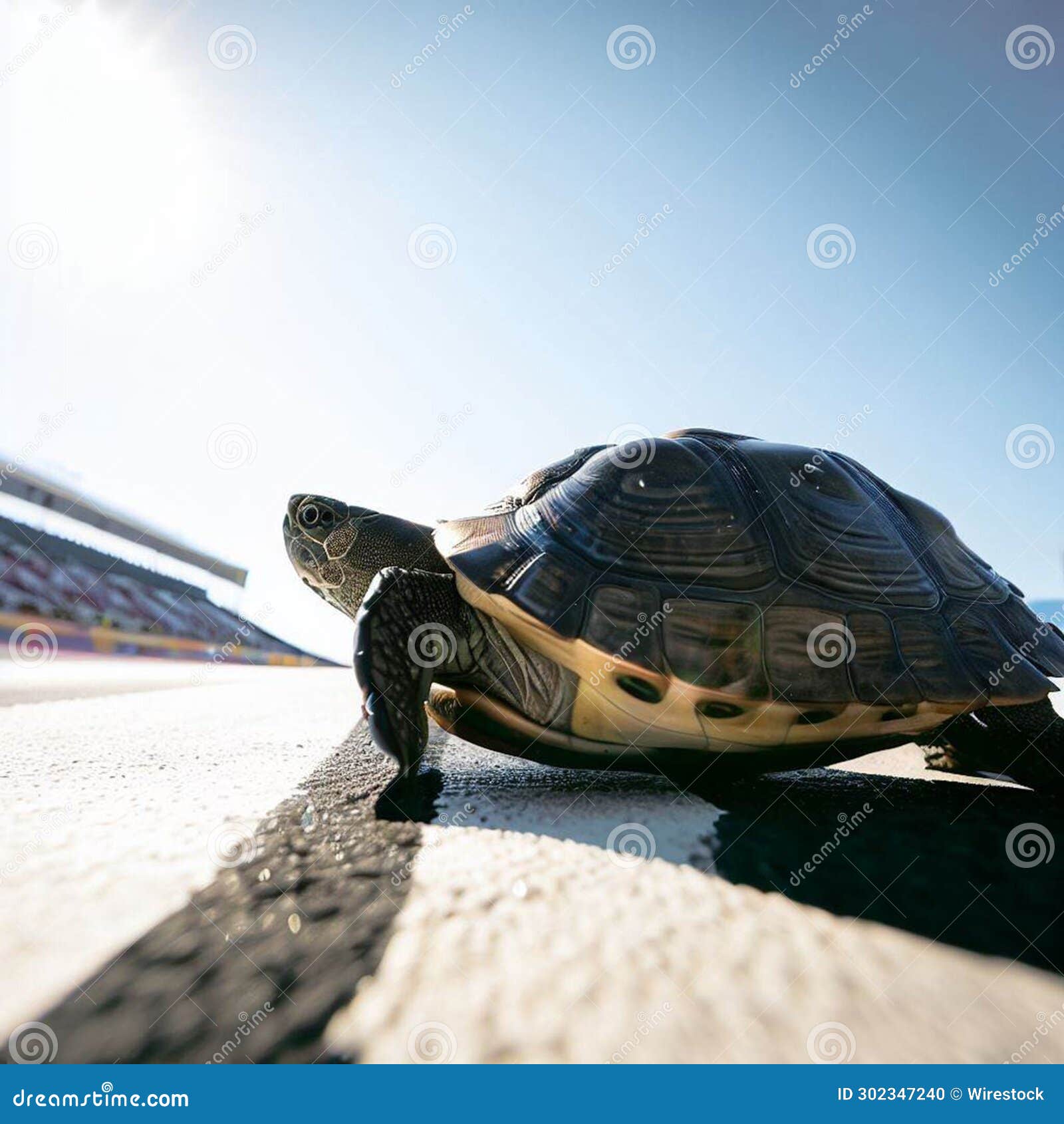 AI Generated Illustration of a Turtle Ambling Along the Pavement at a ...