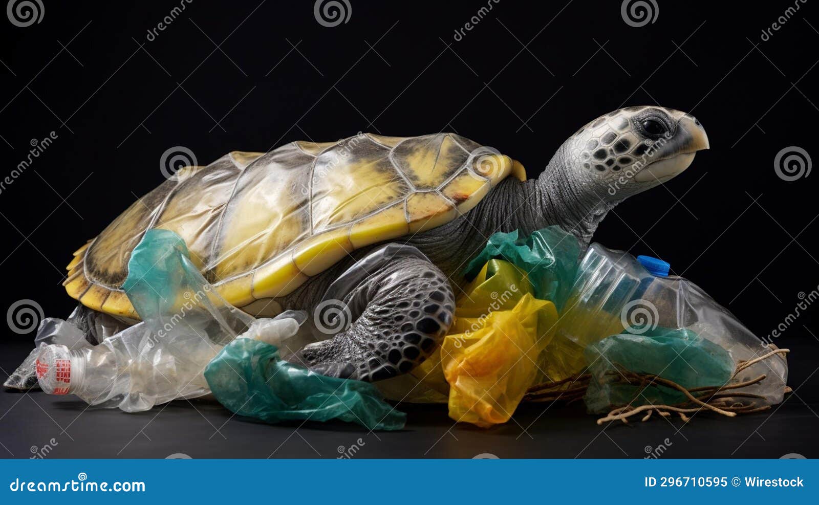 AI Generated Illustration of a Turtle Resting on a Bed of Human ...