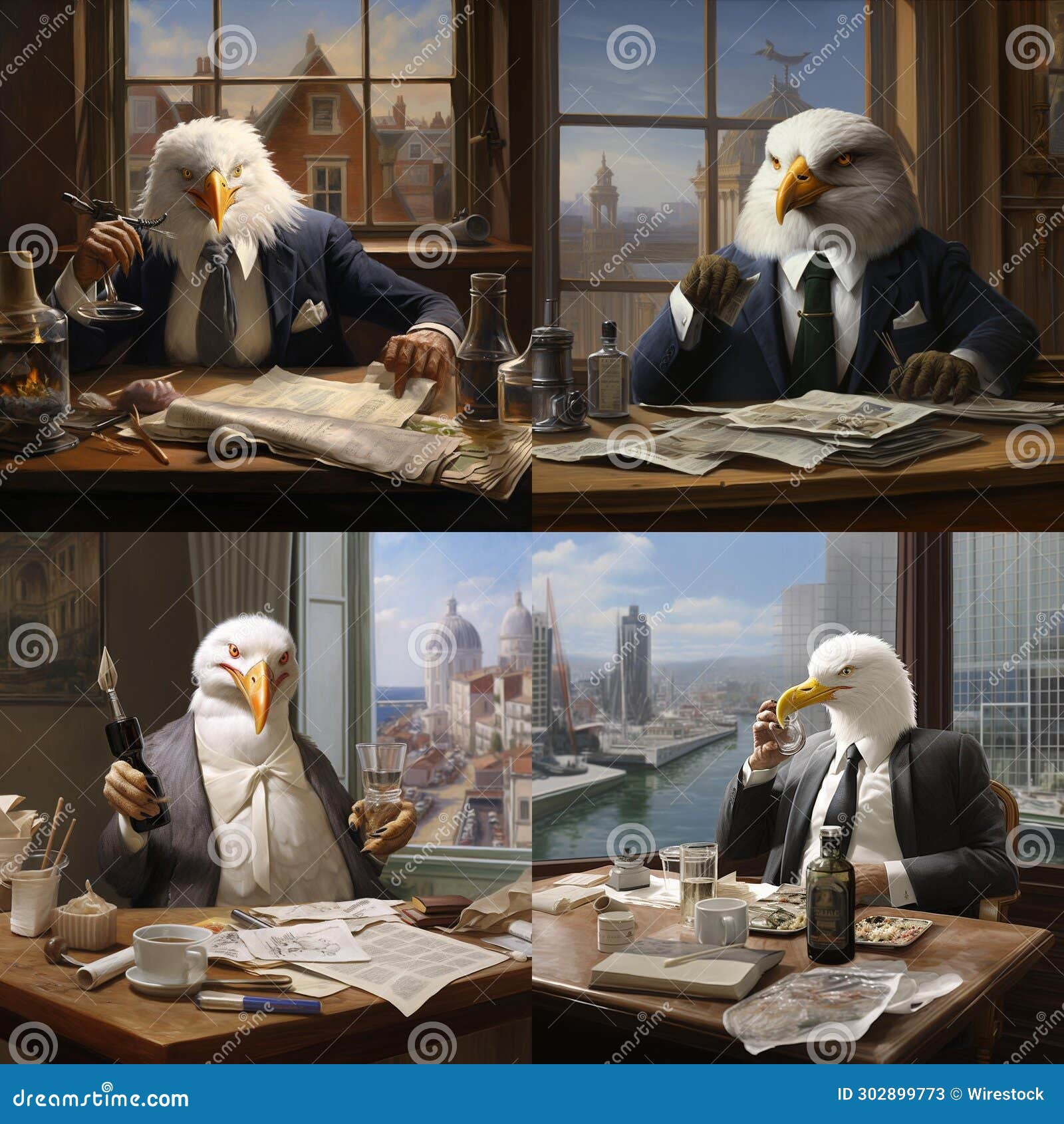Eagles in Suits in the Office Settings Stock Illustration ...