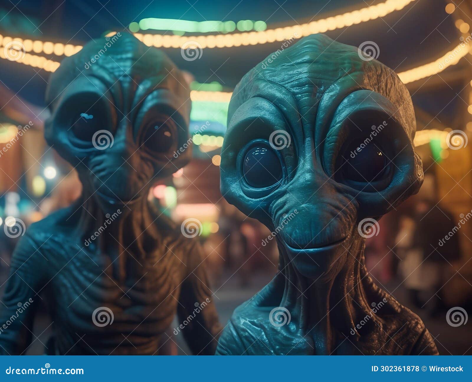 AI Generated Illustration of Two Cartoon-style Aliens on the Backdrop ...