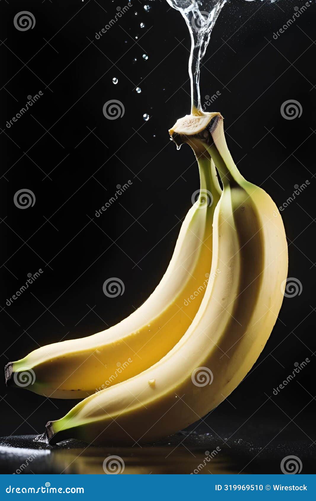 AI Generated Illustration of Two Connected Bananas Falling into Water ...