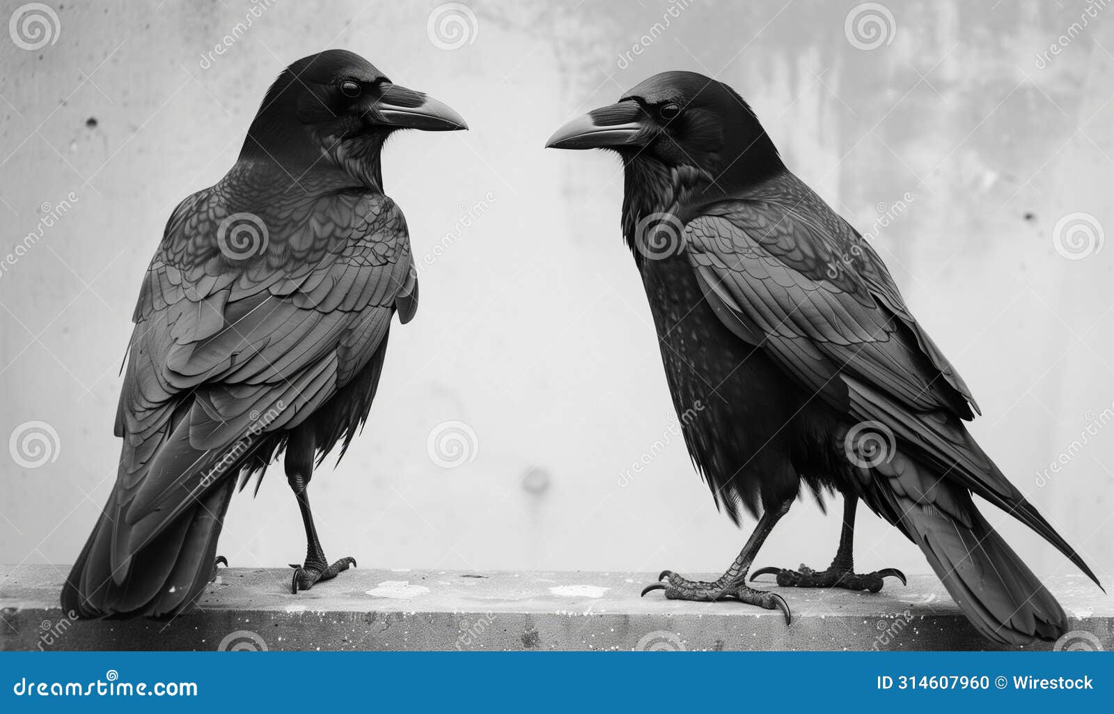 Two Crows Standing Side by Side on Top of a Stone Slab Stock Photo ...
