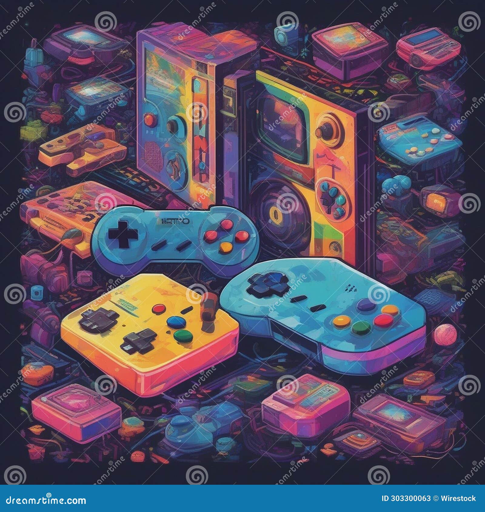 AI Generated Illustration of Two Gaming Controllers Lying Side by Side ...