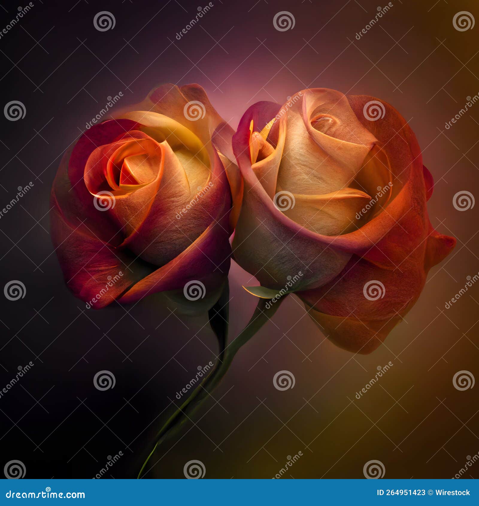 AI Generated Illustration of Two Intertwined Roses Stock Illustration ...