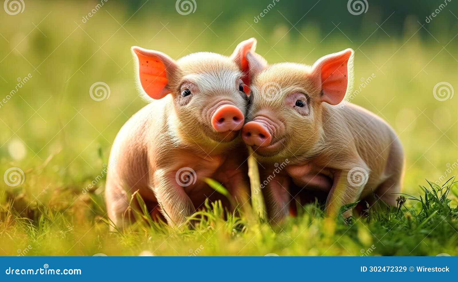 AI Generated Illustration of Two Piglets Standing Side-by-side in a ...