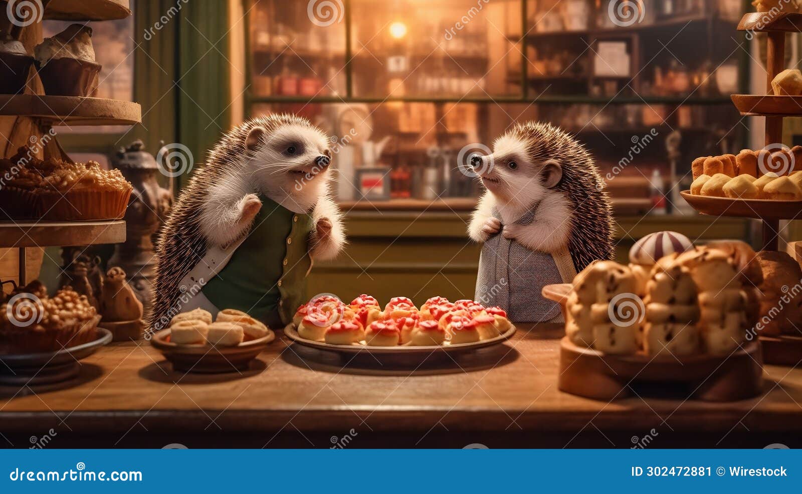 AI Generated Illustration of Two Small Hedgehogs Standing Next To a ...