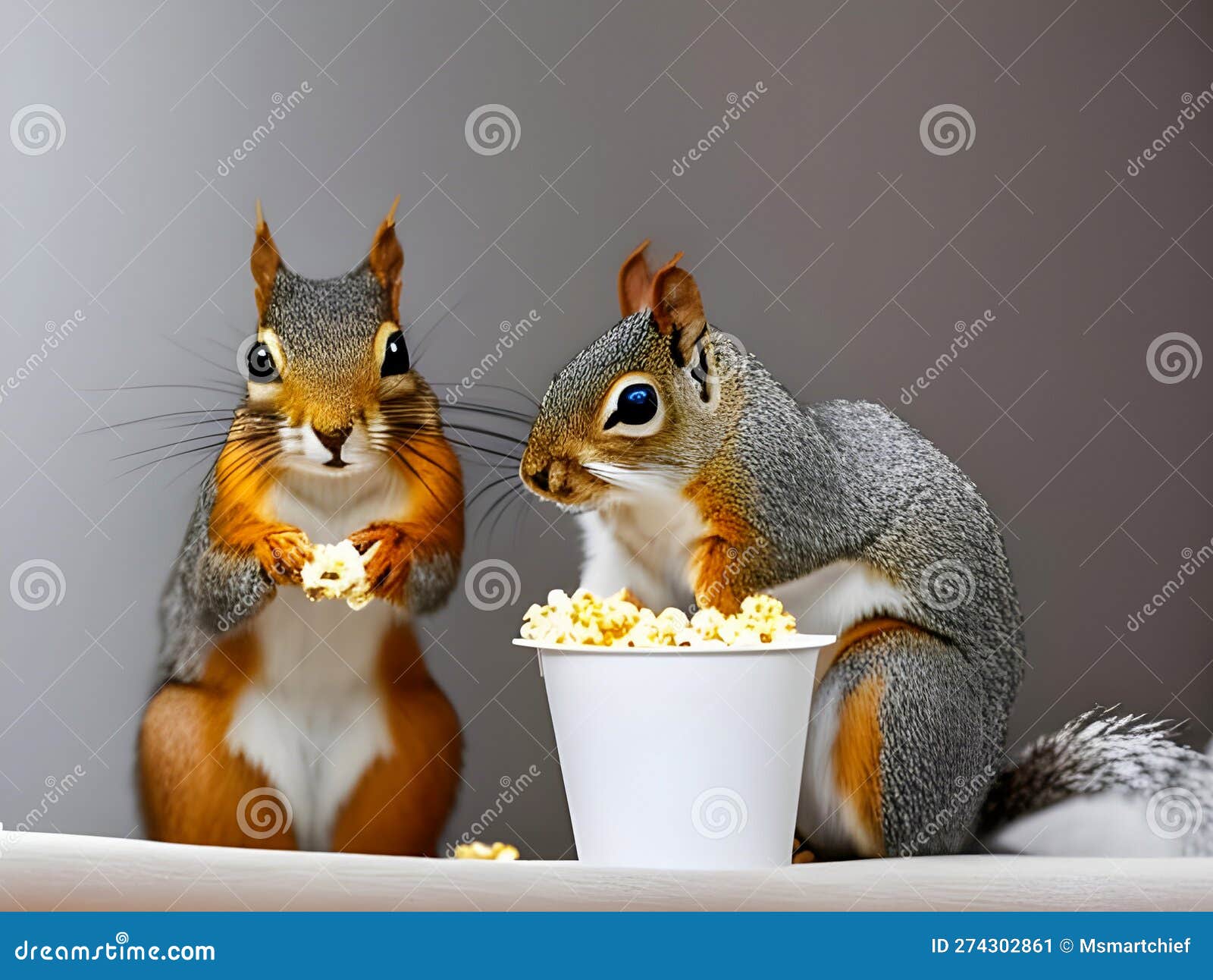 Squirrels Eating Popcorn stock illustration. Illustration of eating ...