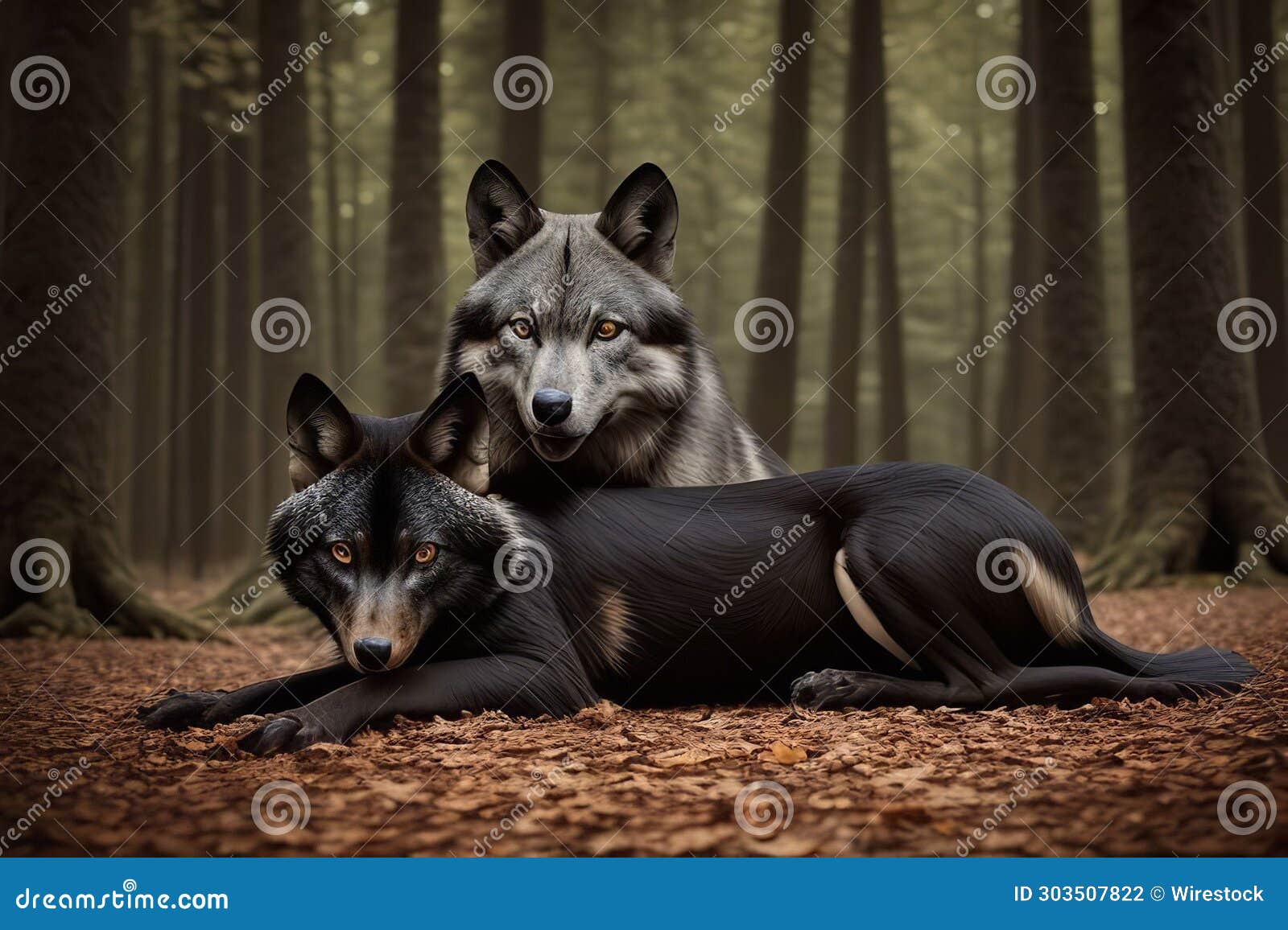 AI Generated Illustration of Two Wolf Pals Taking a Break in a ...