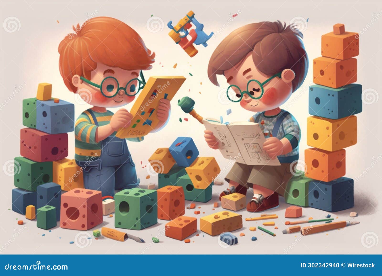 Boys Building Sand Castle. Children Play Together, Multicultural ...