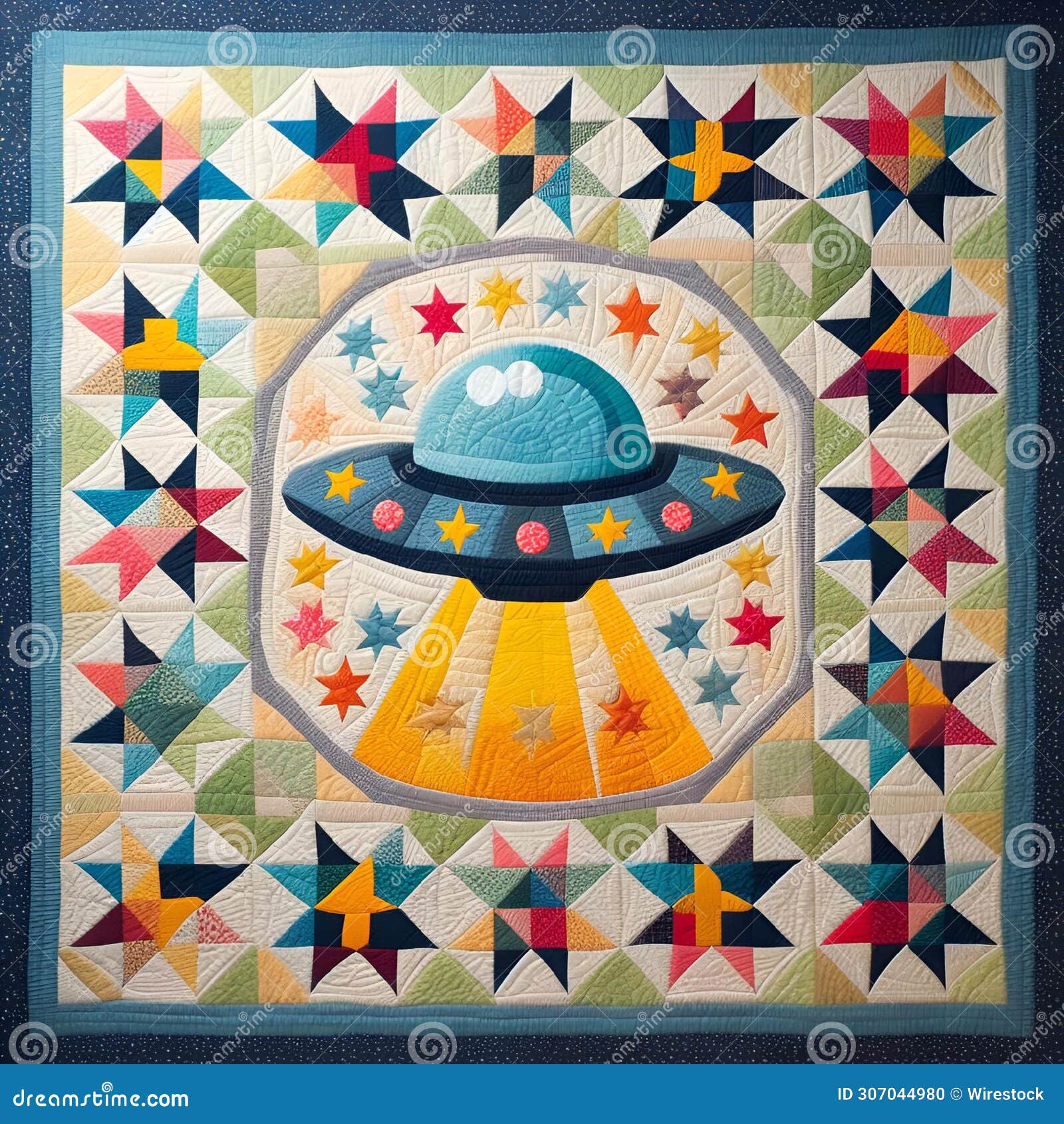 AI Generated Illustration of a UFO Quilt Pattern Stock Illustration ...