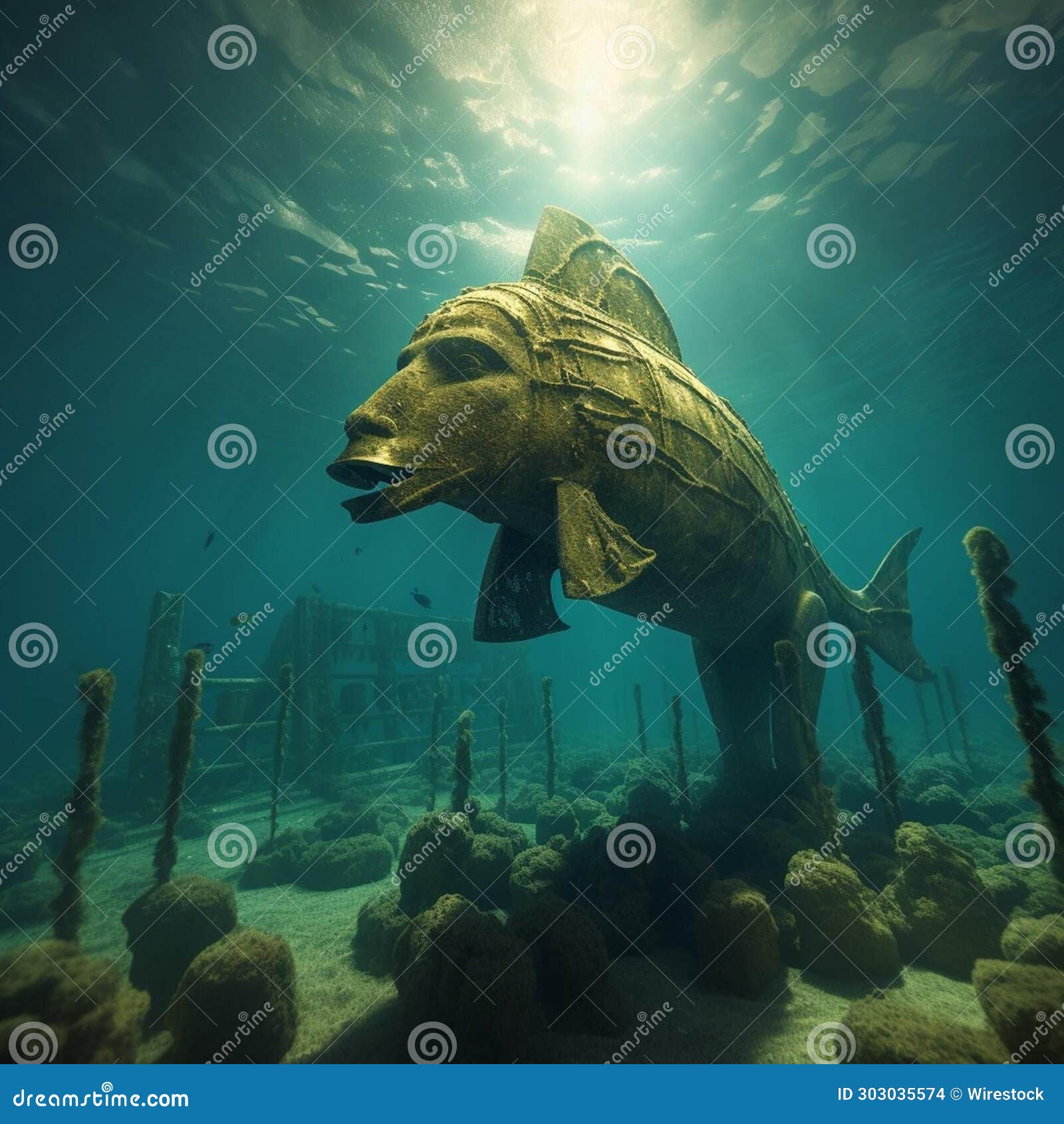 Bronze Fish Statue On White Background - Art Fitzpatrick Style Royalty ...