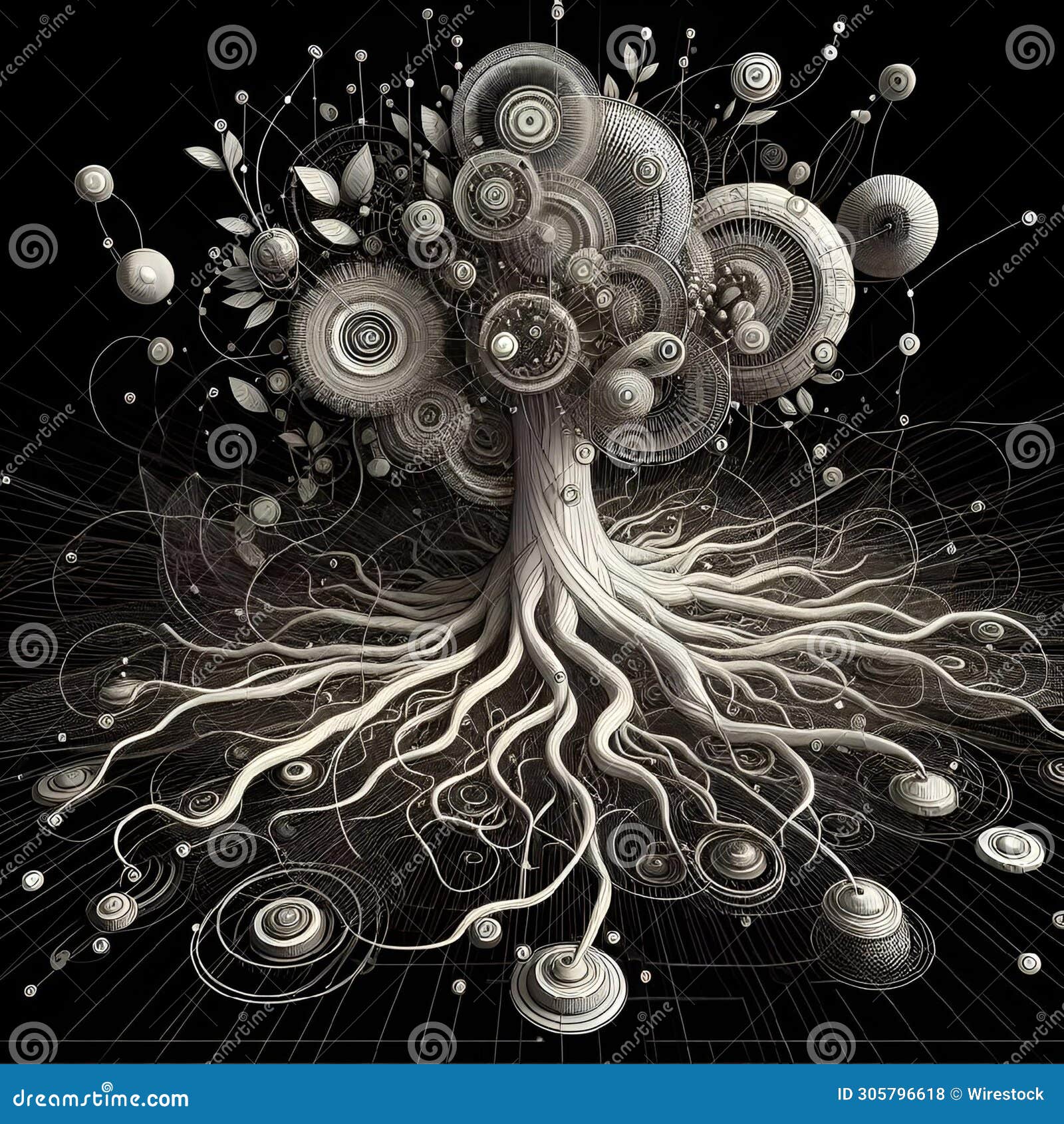 AI Generated Illustration of a Unique Tree with Roots Stock Photo ...