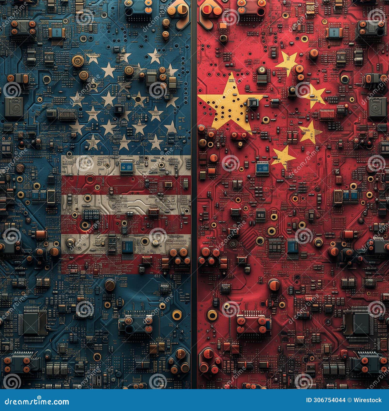 AI Generated Illustration of US and China Flags Symbolizing the ...