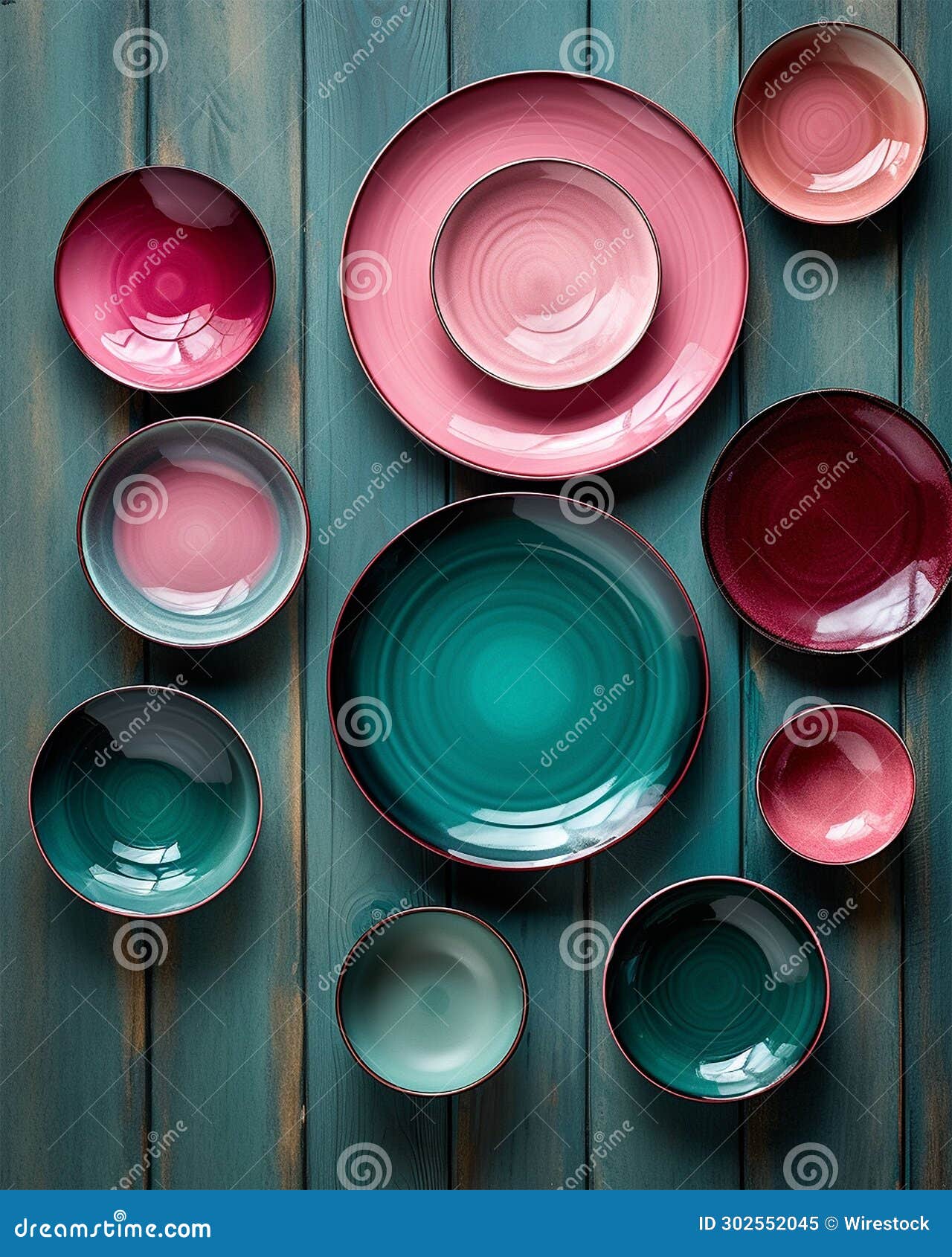 AI Generated Illustration of Various Colored Plates Arranged in an ...