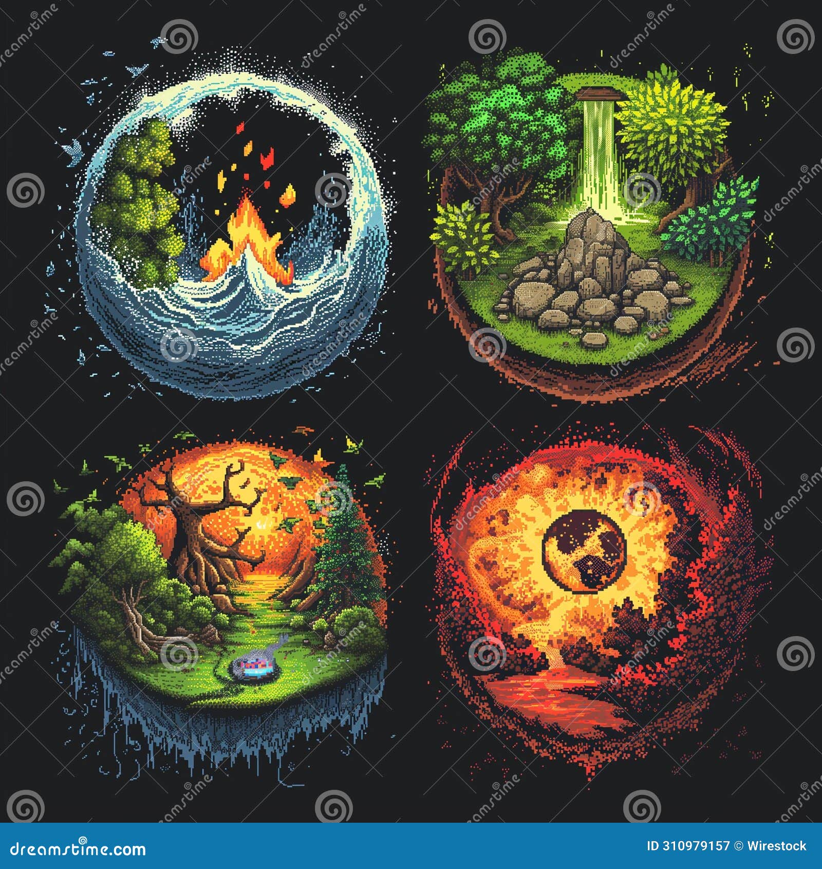 AI Generated Illustration of Various Elements Representing Earth, Air ...