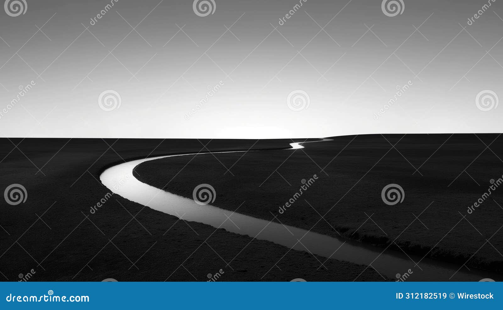 AI Generated Illustration of a Vast Stream Flowing through a Wide-open ...