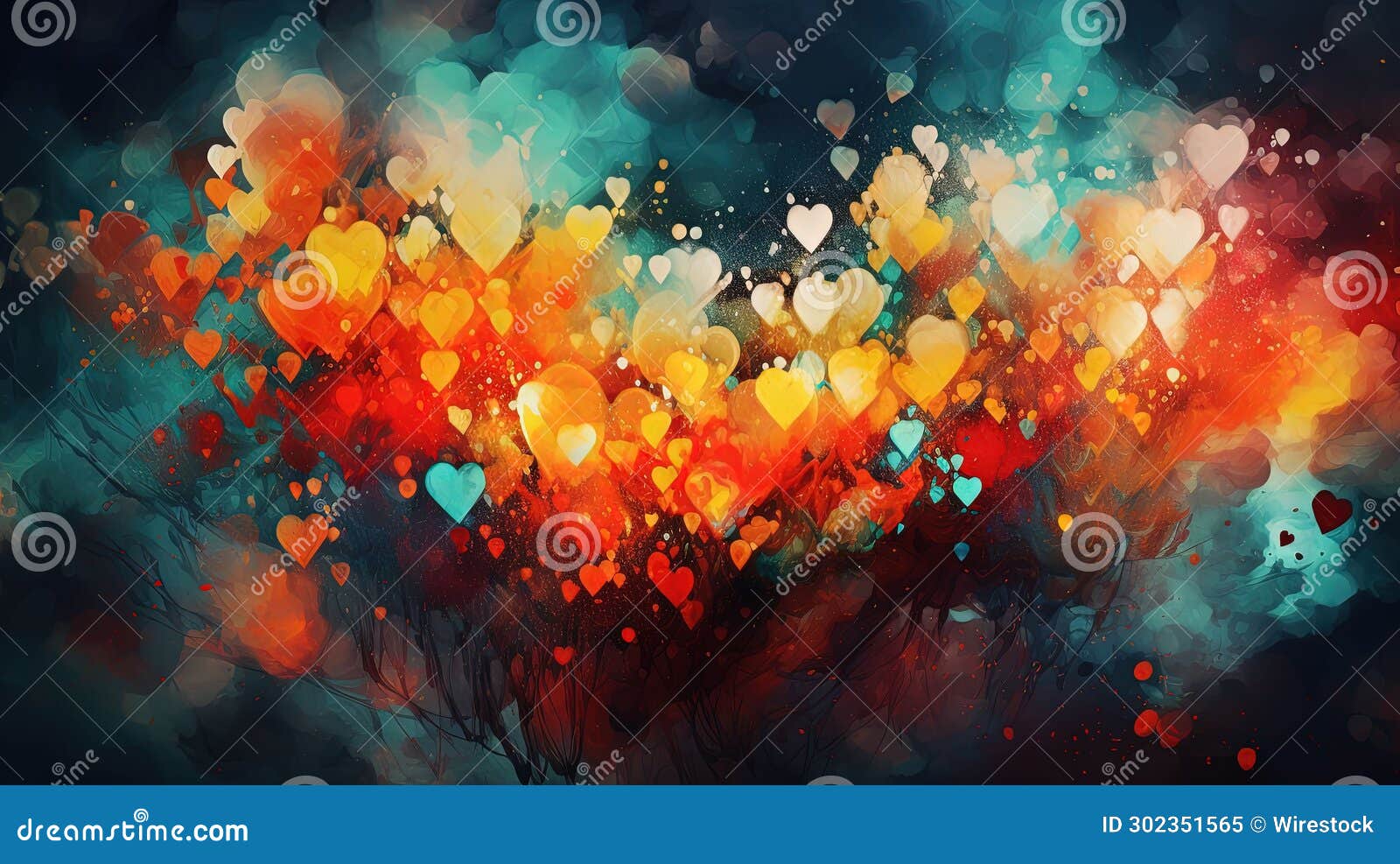 AI Generated Illustration of a Vibrant Array of Hearts Illuminated ...