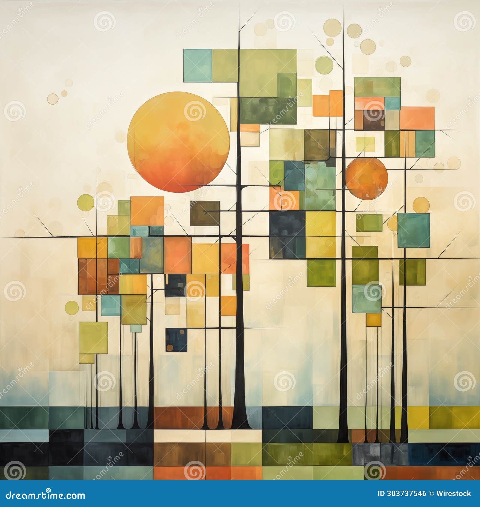 AI Generated Illustration of a Vibrant Artwork Featuring a Tree with ...