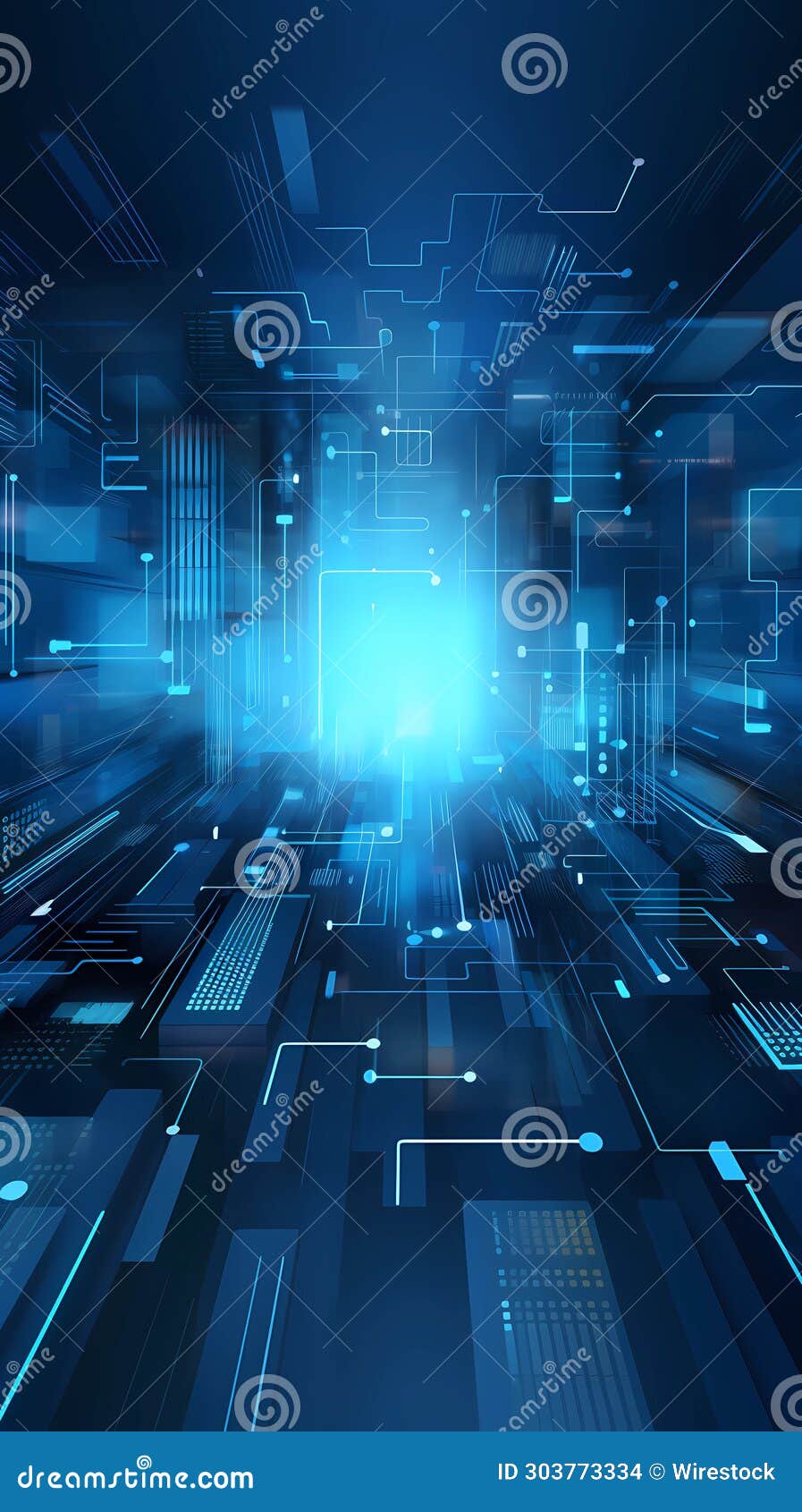 AI-generated Illustration of a Vibrant Blue Tech Backdrop Stock ...