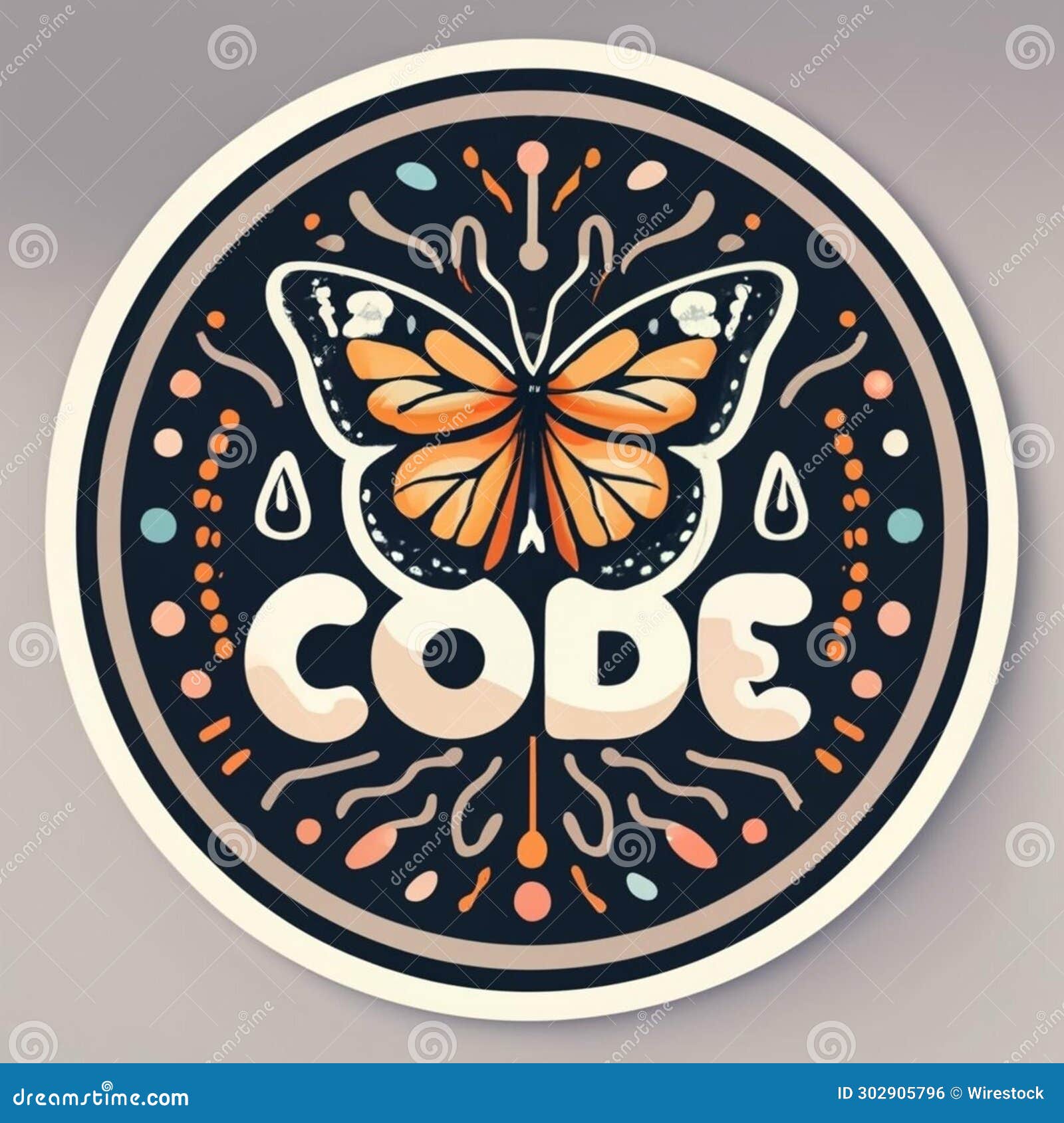 AI Generated Illustration of Vibrant Butterfly Sticker Featuring the ...
