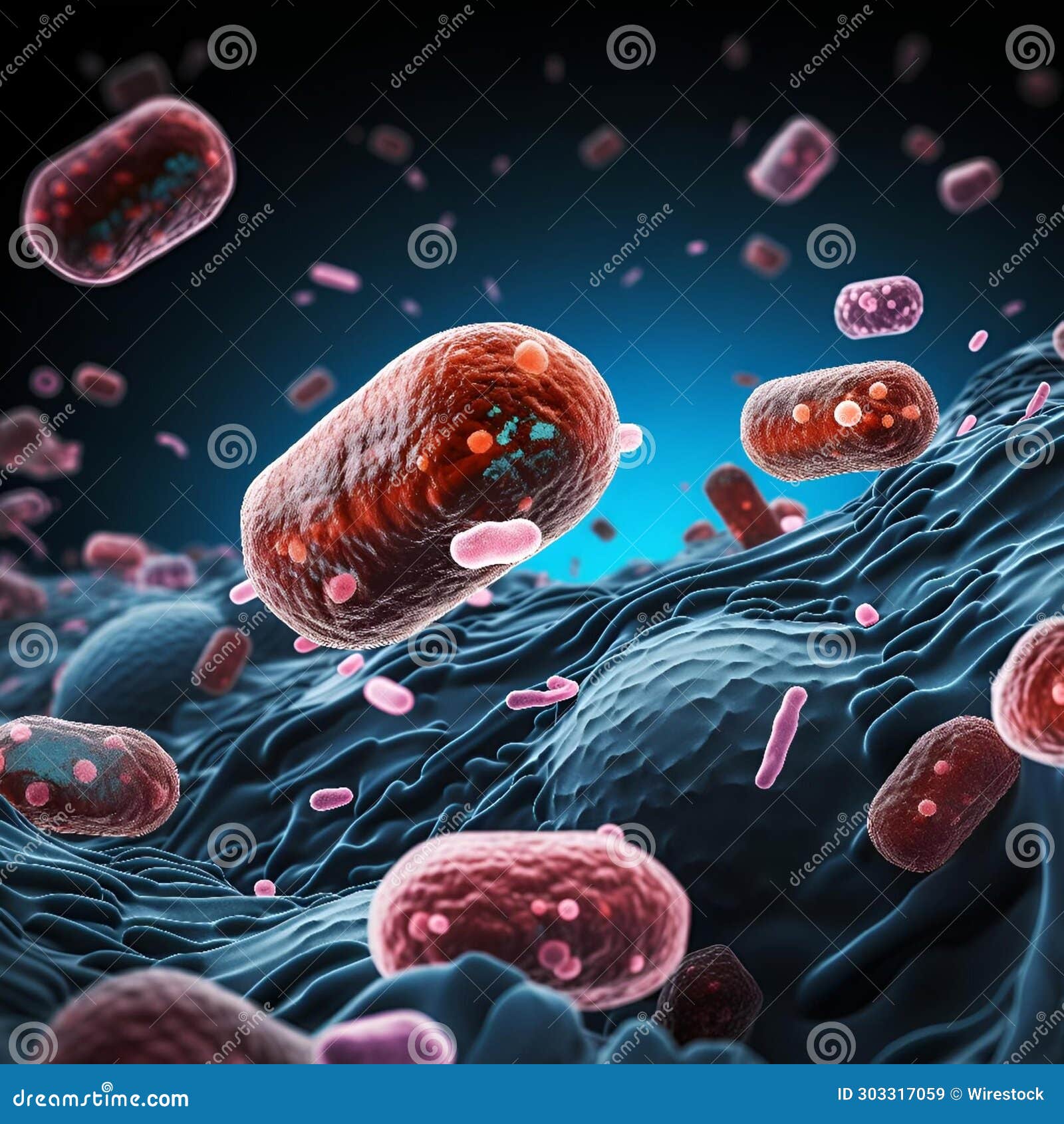 AI Generated Illustration of a Vibrant Close-up of Cells Under a ...