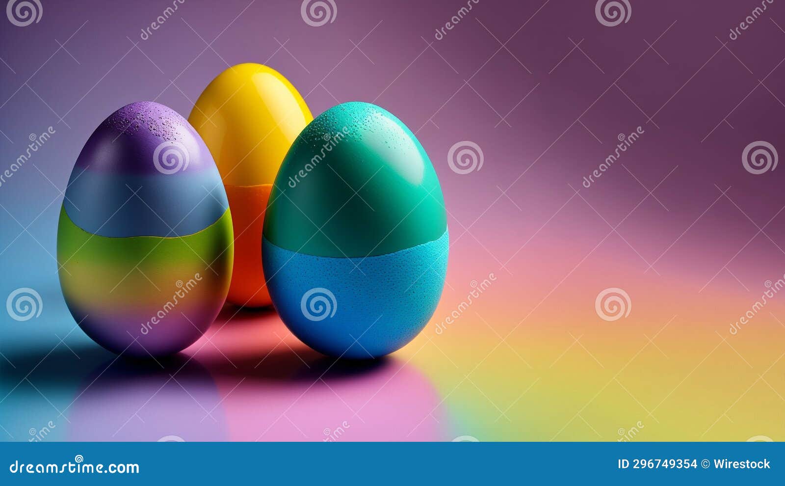 AI Generated Illustration of Vibrant Easter Eggs on a Purple Background ...