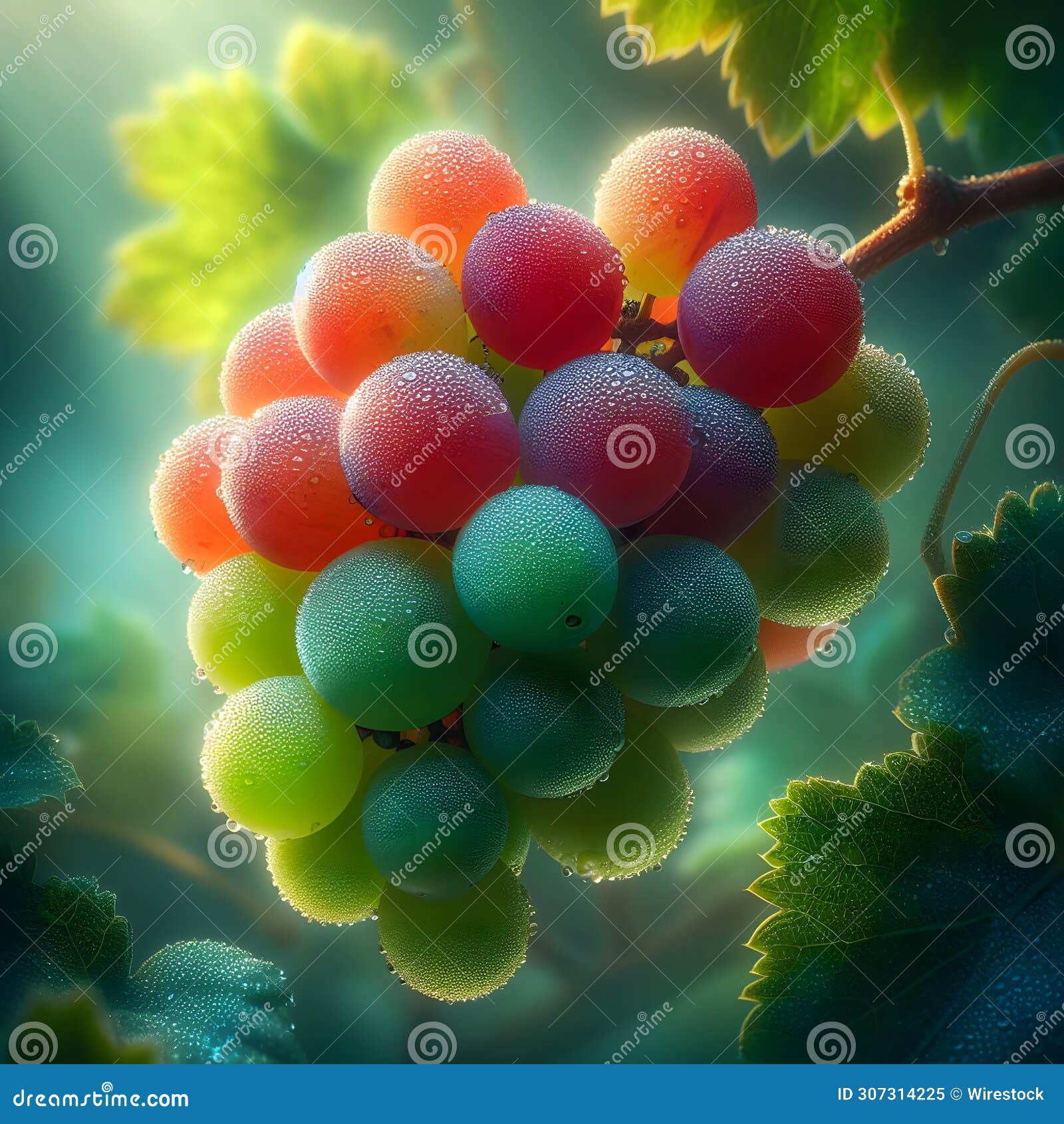 AI Generated Illustration Of Vibrant Grapes On The Vine With A ...