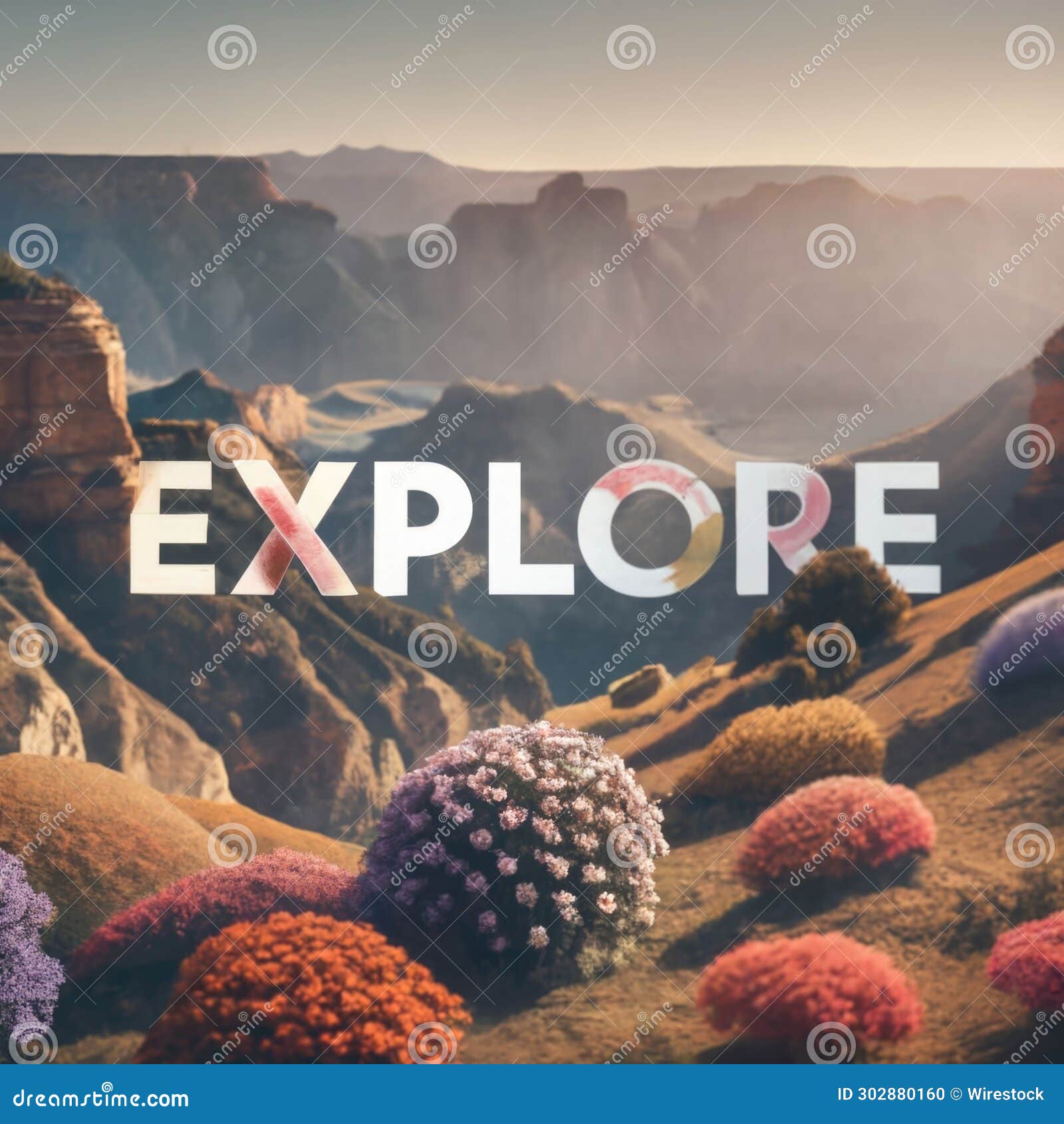 AI Generated Illustration of Vibrant Landscape with Lush Shrubs and the ...