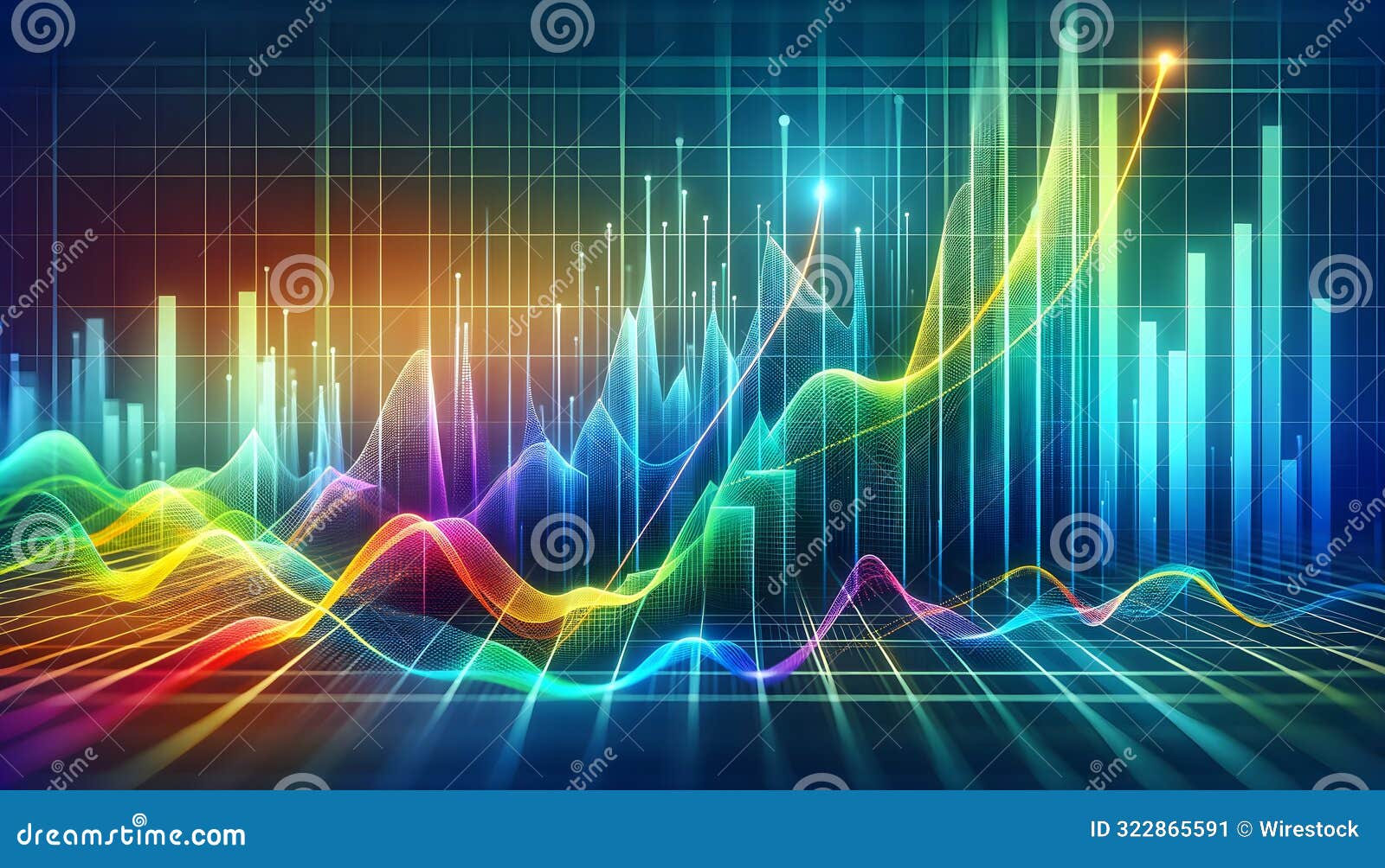 AI Generated Illustration of Vibrant Rainbow Colored Graphs in a ...
