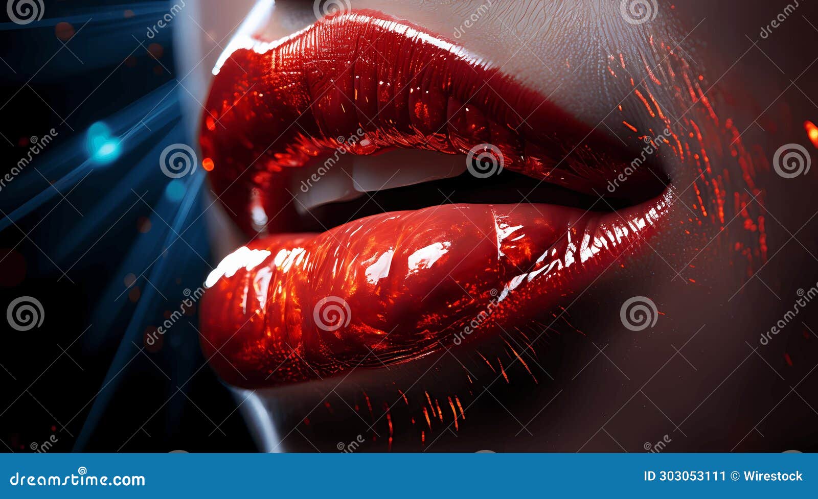 AI Generated Illustration of Vibrant Red Lips Stock Illustration ...