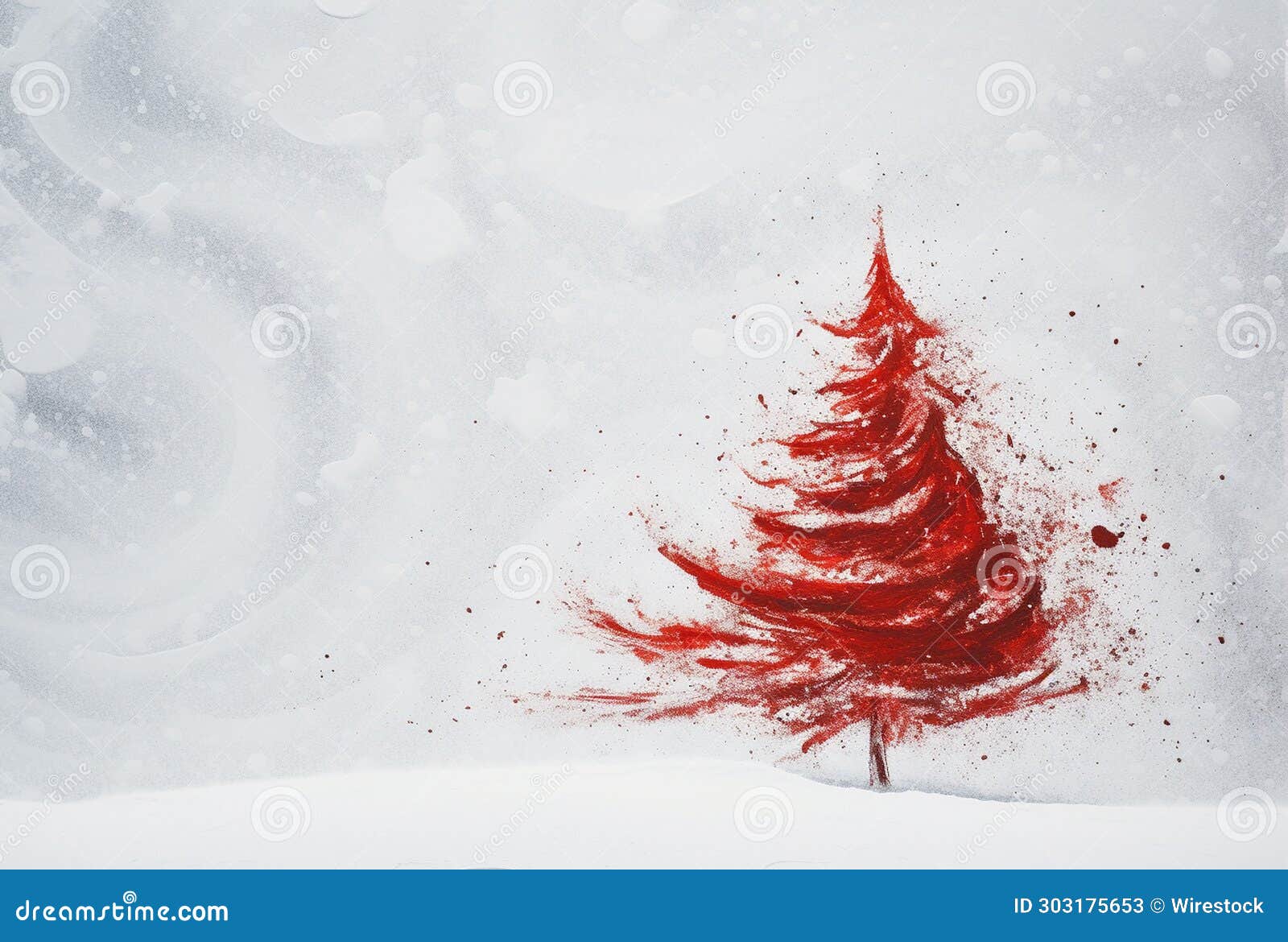 A Small Red Tree is Shown in the Snow and Snow Stock Illustration ...