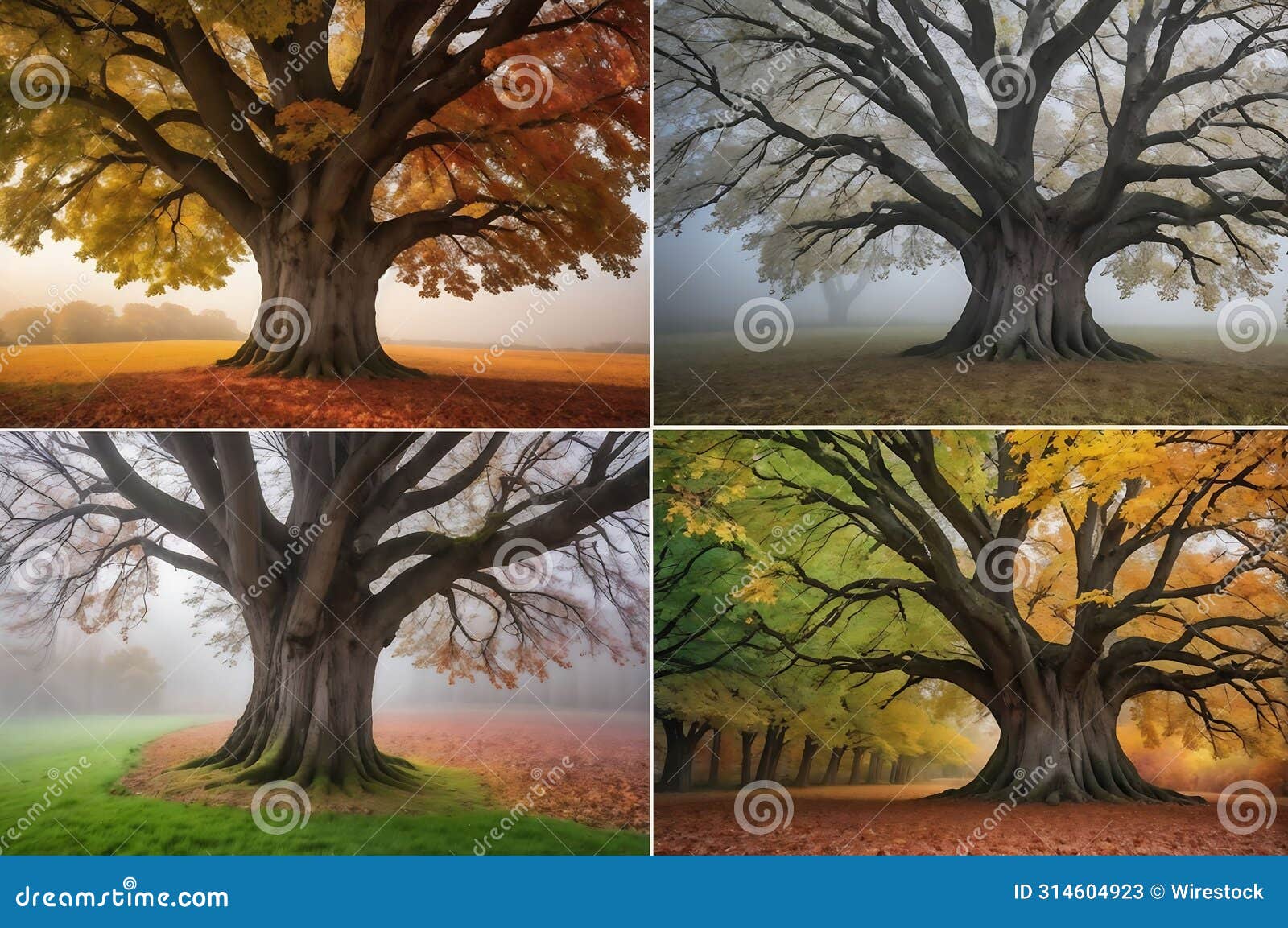 AI Generated Illustration of Vibrant Trees in Different Colors, a ...