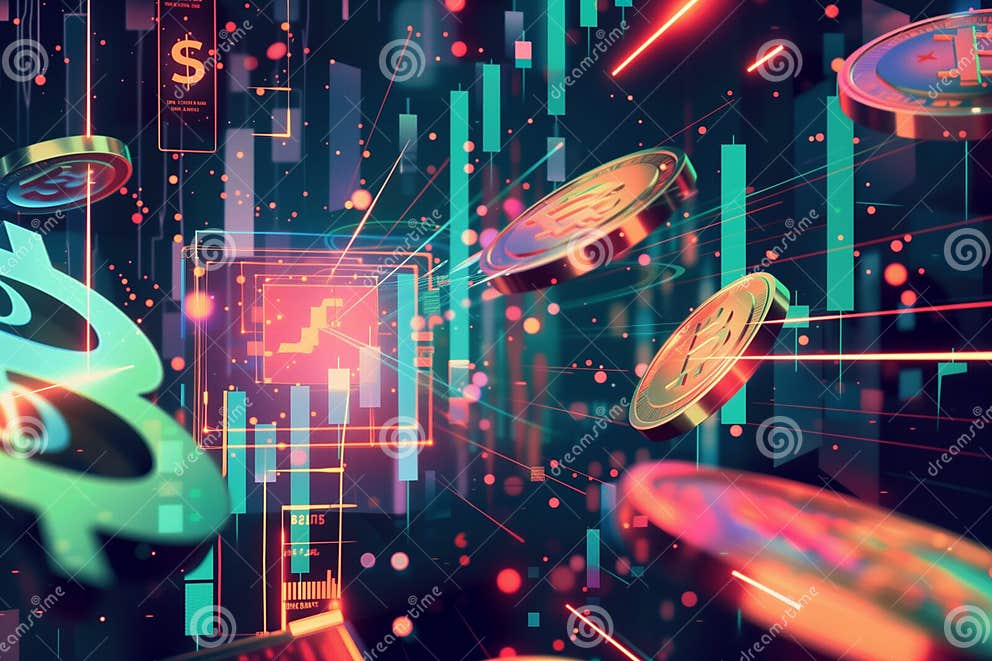 An Image with Coins and Data Exploding Stock Image - Image of chips ...
