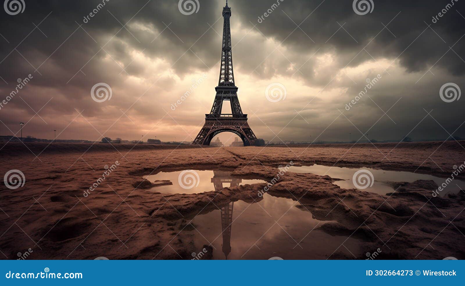AI Generated Illustration of a View of the Eiffel Tower from a ...