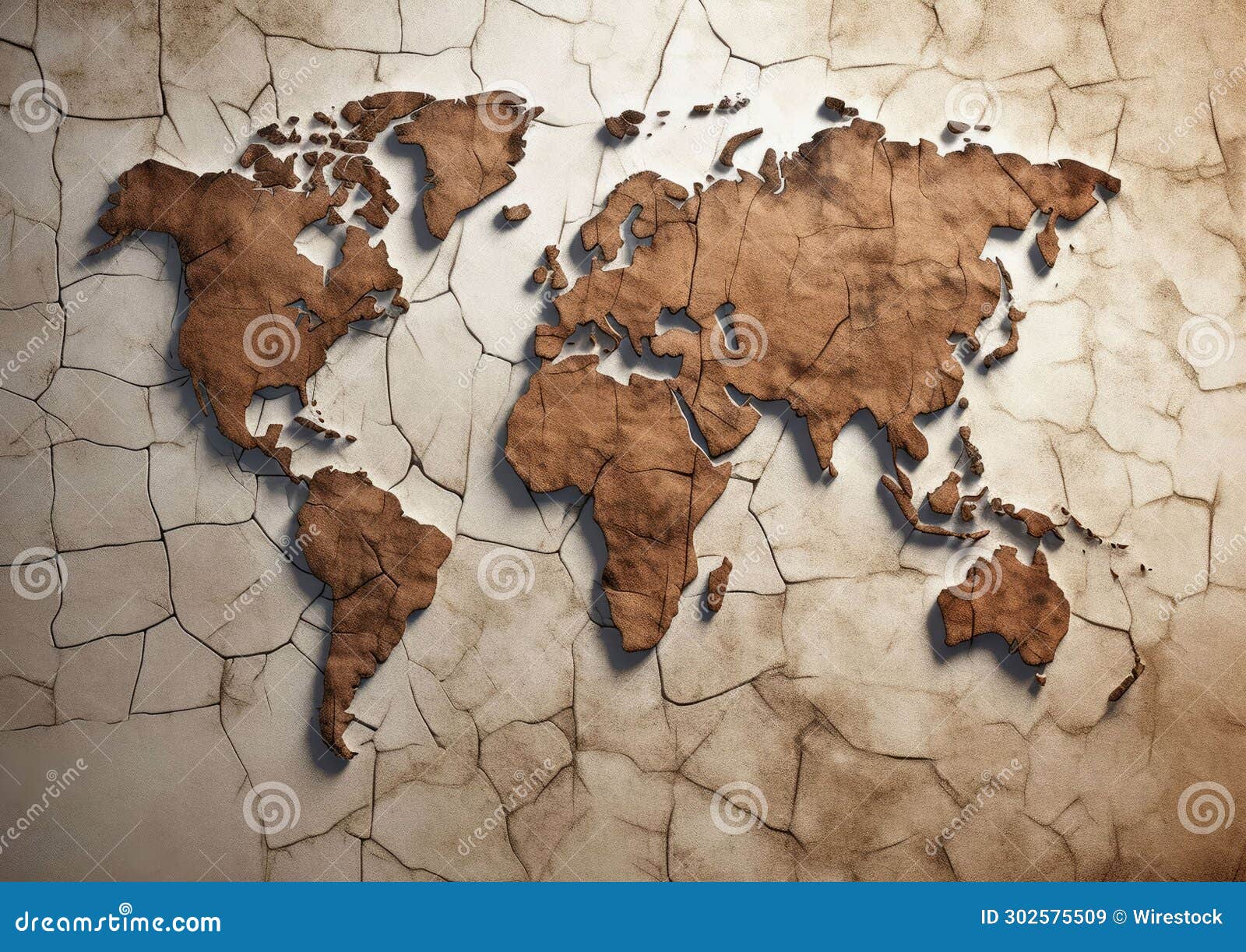 AI Generated Illustration of a Vintage-style World Map Stock Image ...