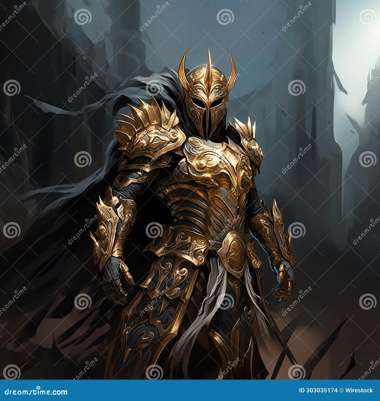 Battle-hardened Warrior, Sword In Hand, Storming A Castle Gate Stock ...