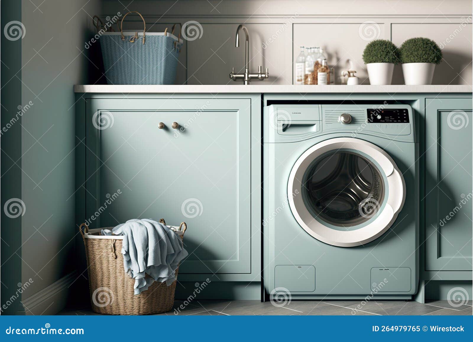 AI Generated Illustration of a Washing Mashine in Laundry Stock ...