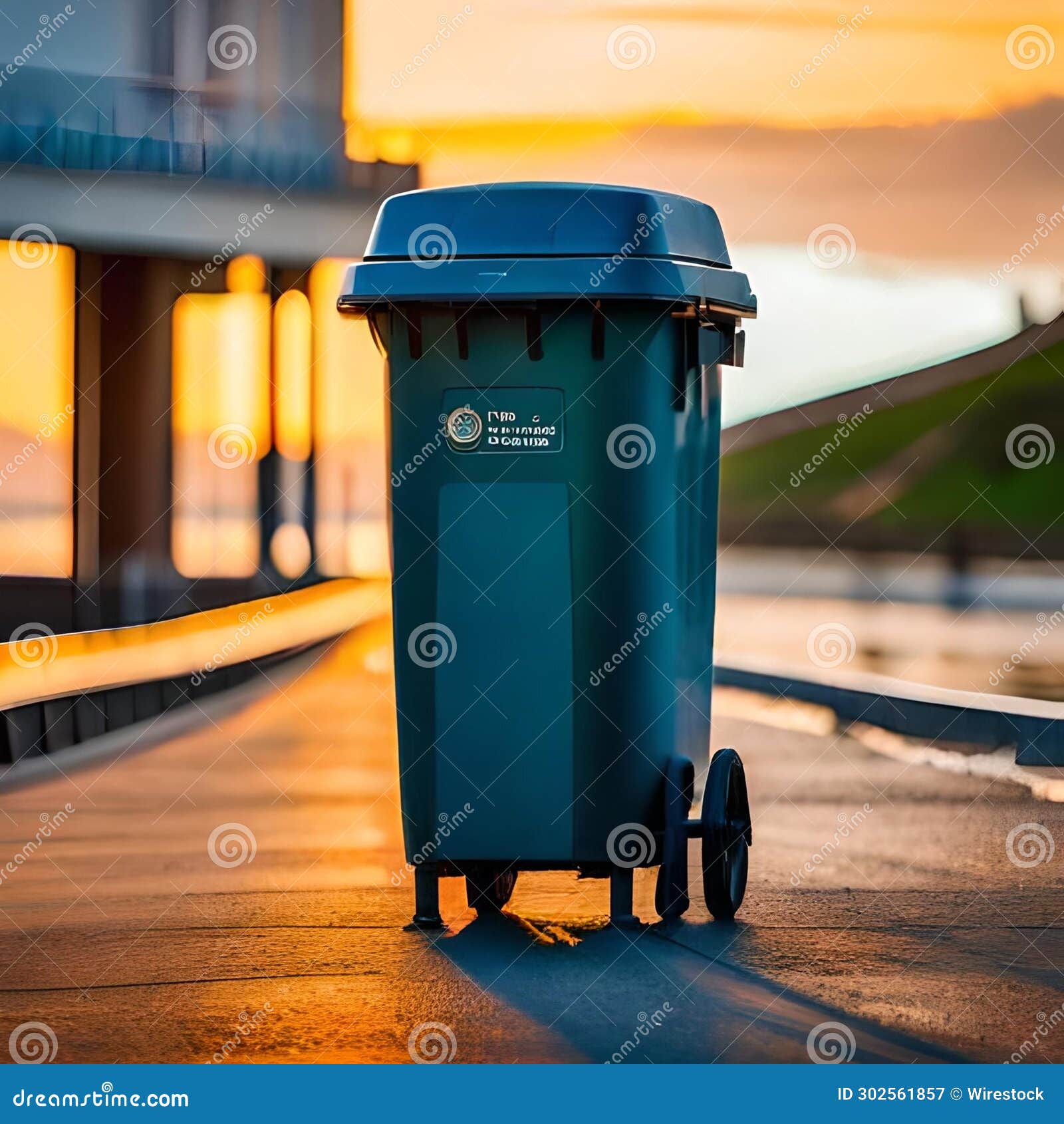 AI Generated Illustration of a Waste Bin Sits on a Paved Surface Next ...